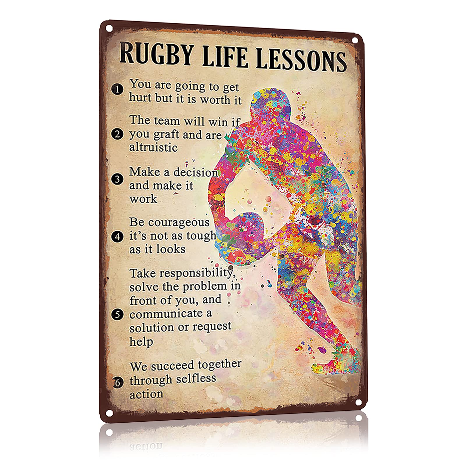 WONDERCAVE Rugby Life Lessons, Metal Tin Sign for Bar, Cafe, Garage ...