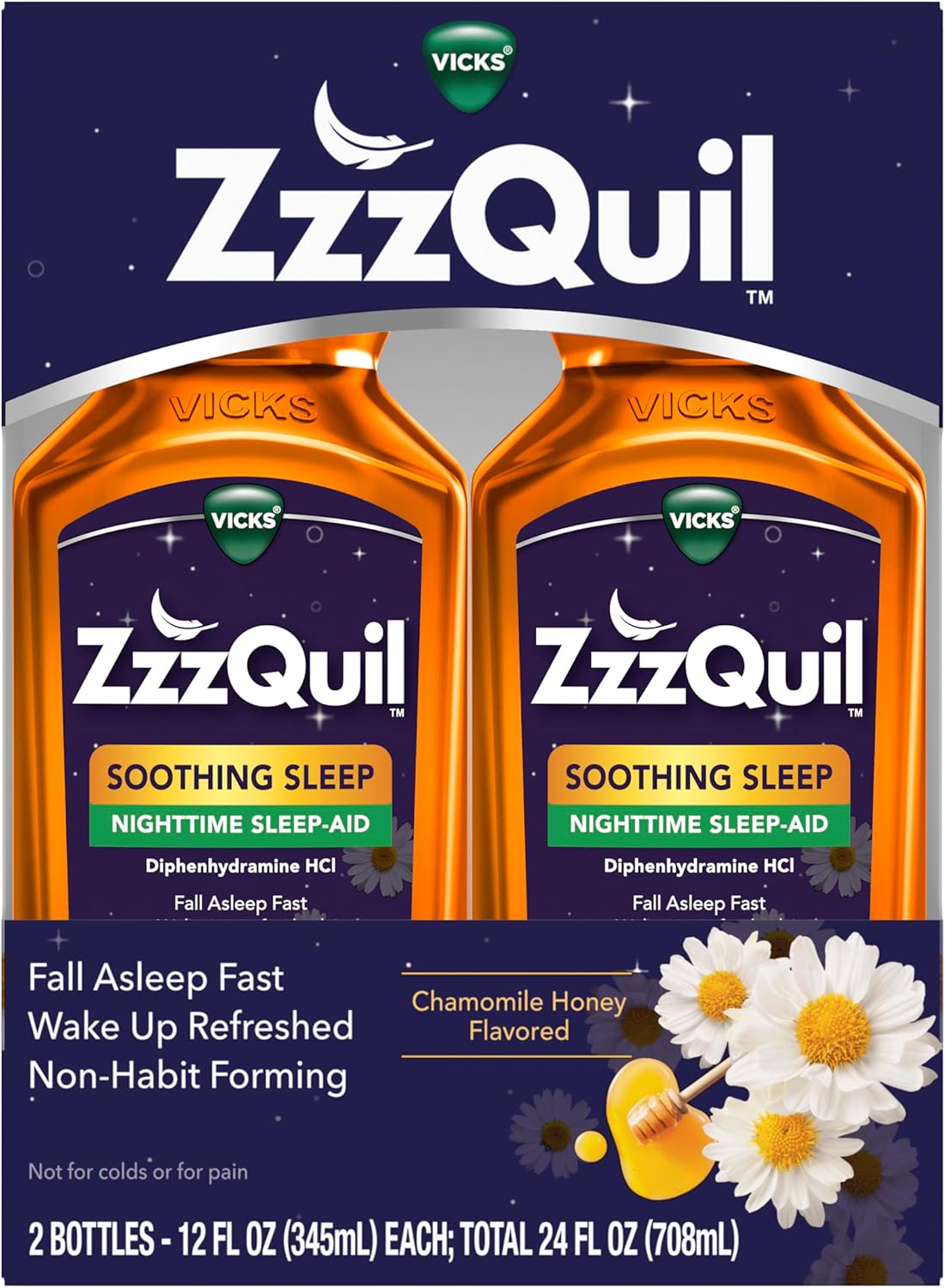 Amazon.com: ZzzQuil Liquid Sleep Aid, Soothing Sleep, Diphenhydramine 50mg HCl, Chamomile Honey ...
