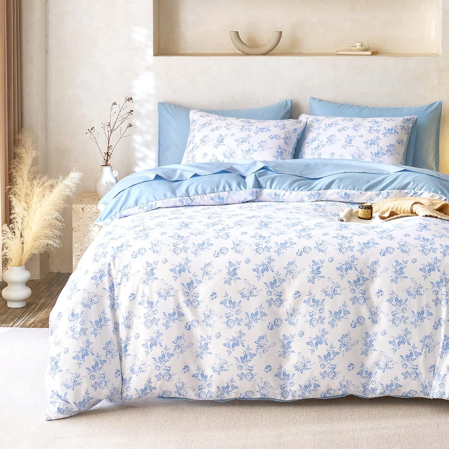Amazon.com: Wake In Cloud - Cottagecore Comforter Set, Floral Vintage ...