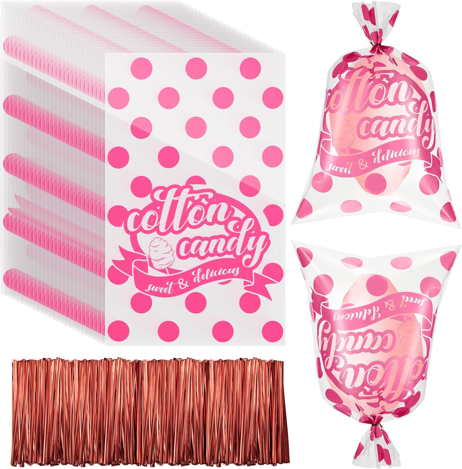 Amazon.com: Zhanmai 200 Pack Cotton Candy Bags with Ties Large Bags for ...