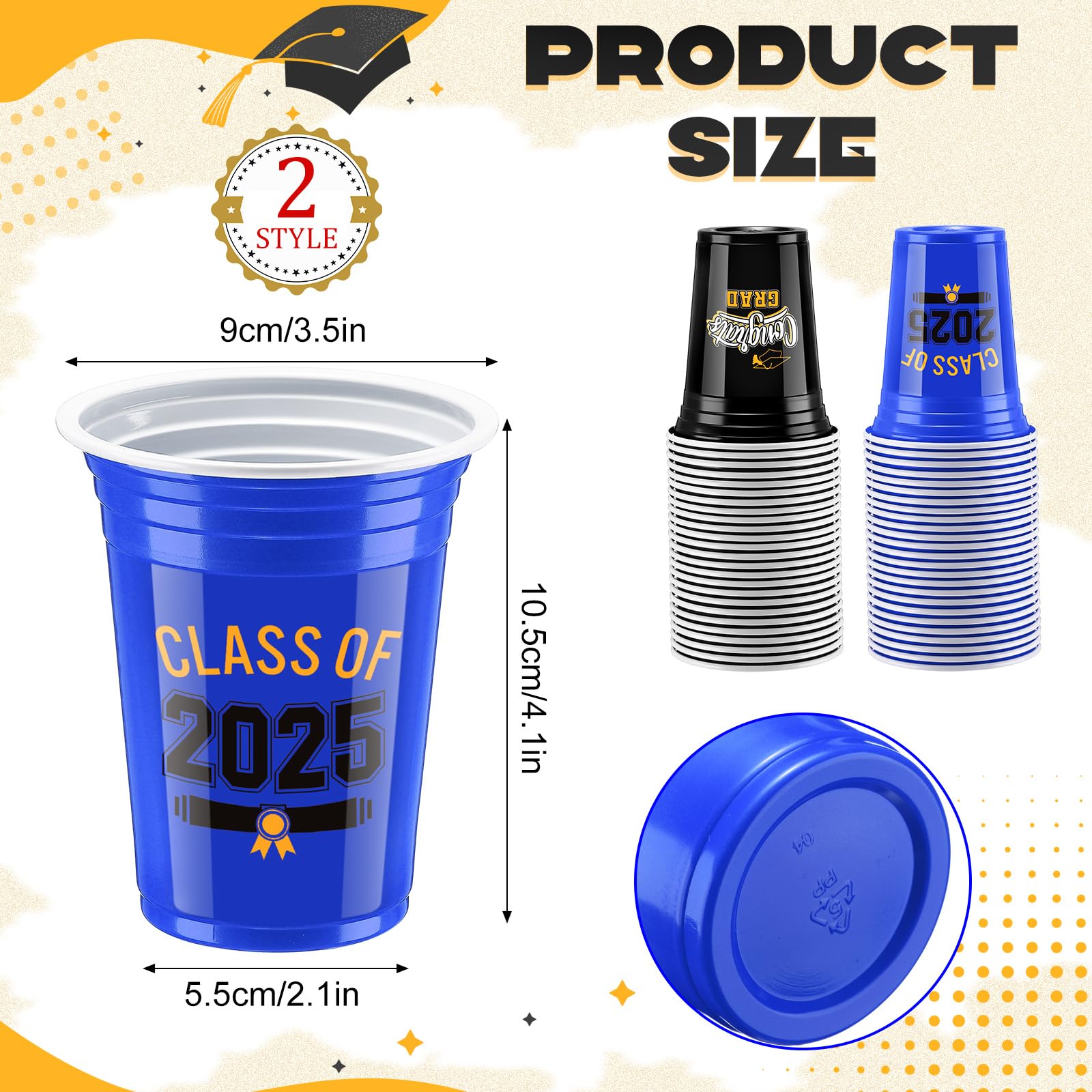 Snapklik.com : Sliner 60 Pieces Plastic Graduation Cups, 12oz ...