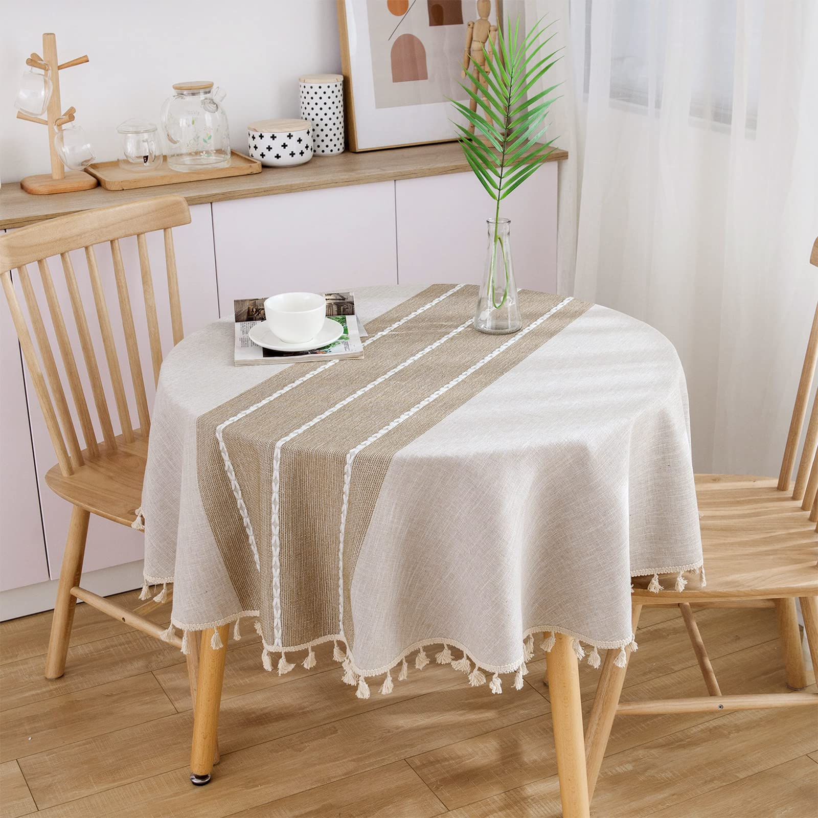Amazon.com: TACYKIBD Round Tablecloth, Boho Tassel Embroiderd Round ...