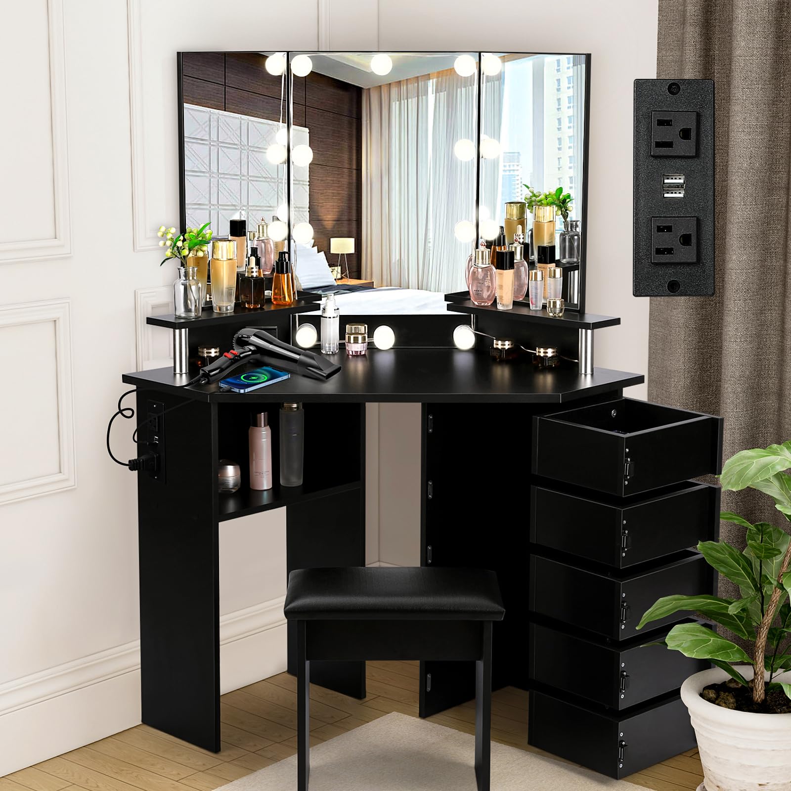 Vanity Desk Vanity With Towers Makeup Vanity Table Mirror Lights LED