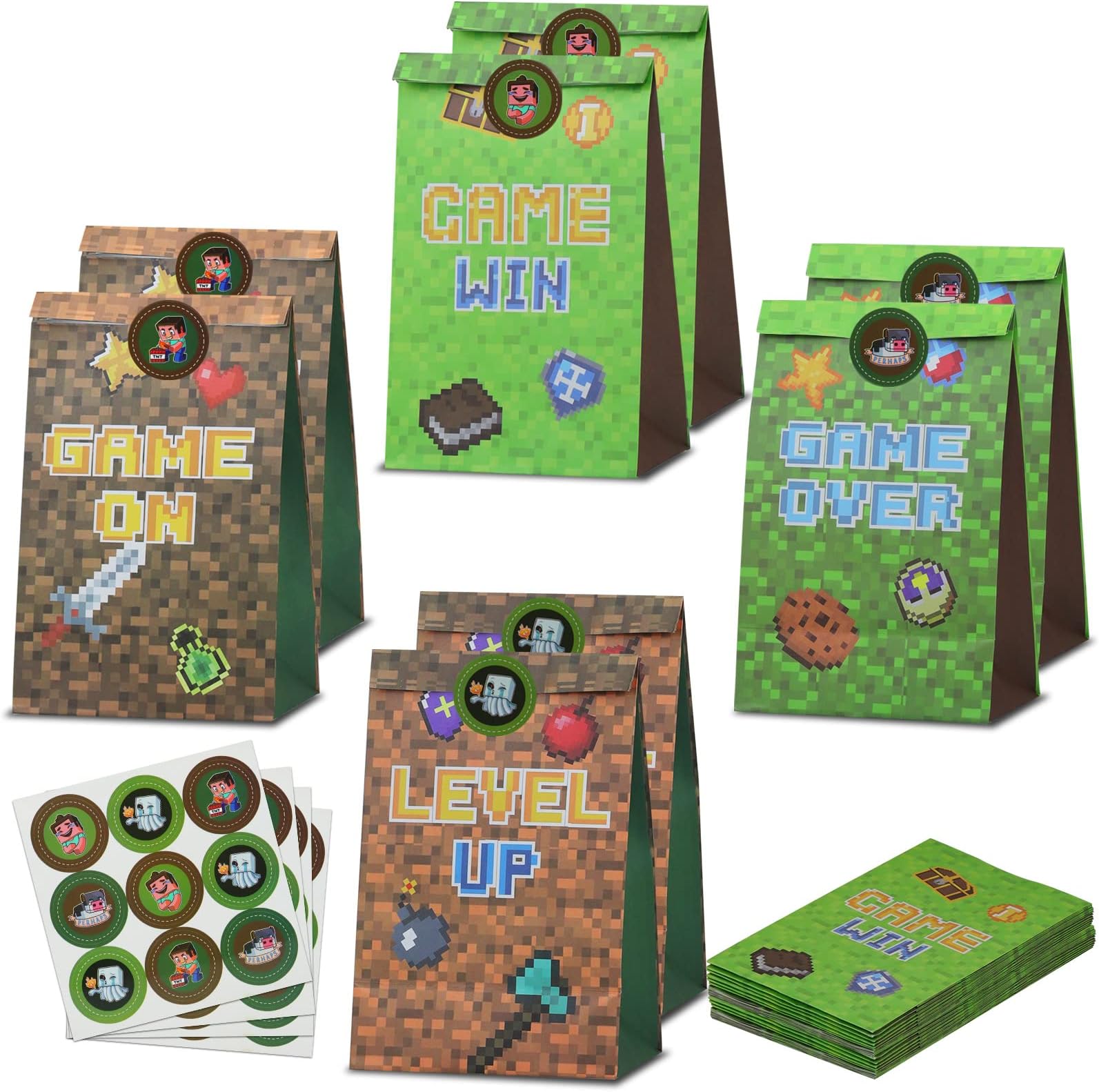 Amazon.com: Minecraft Stickers Party Favors Set - Bundle with 120 ...