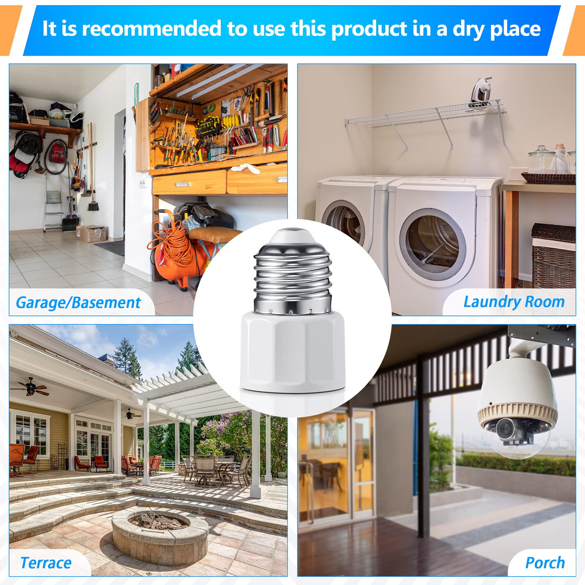 Snapklik.com : E26/ E27 3 Prong Light Bulb Socket Adapter, Polarized ...