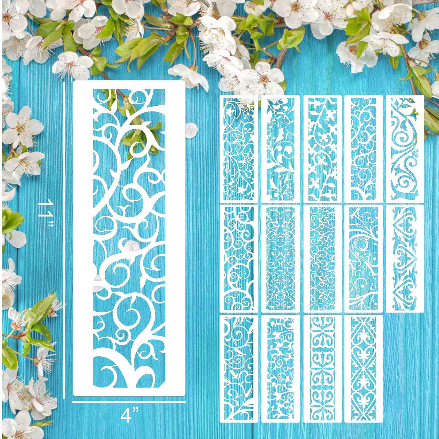 Snapklik.com : Stencils For Crafts Texture Border Stencils Floral ...