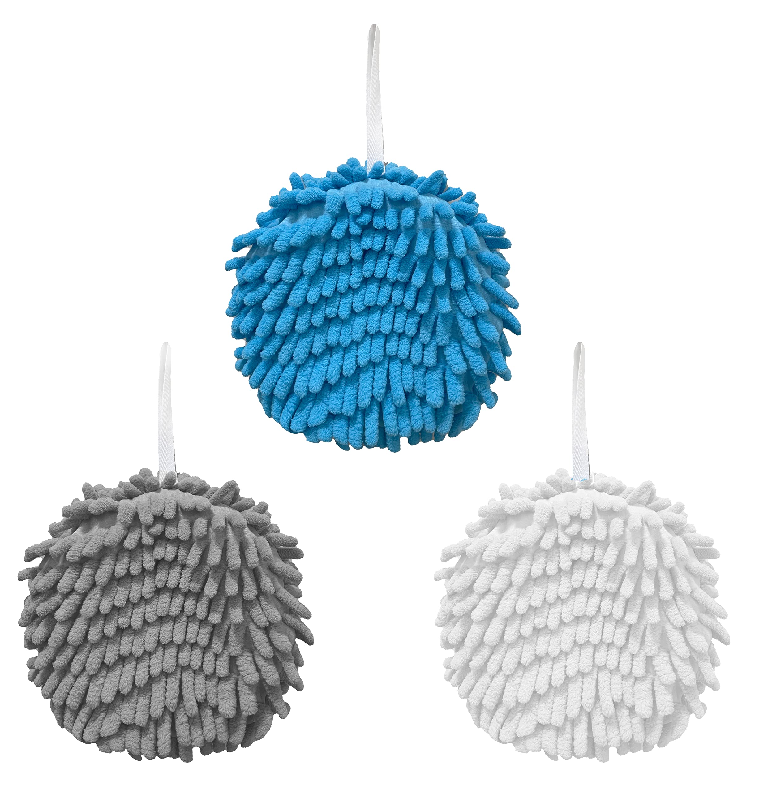 Amazon.com: iMaylex 3 Pack Chenille Fuzzy Ball Hand Towels, Quick Dry ...