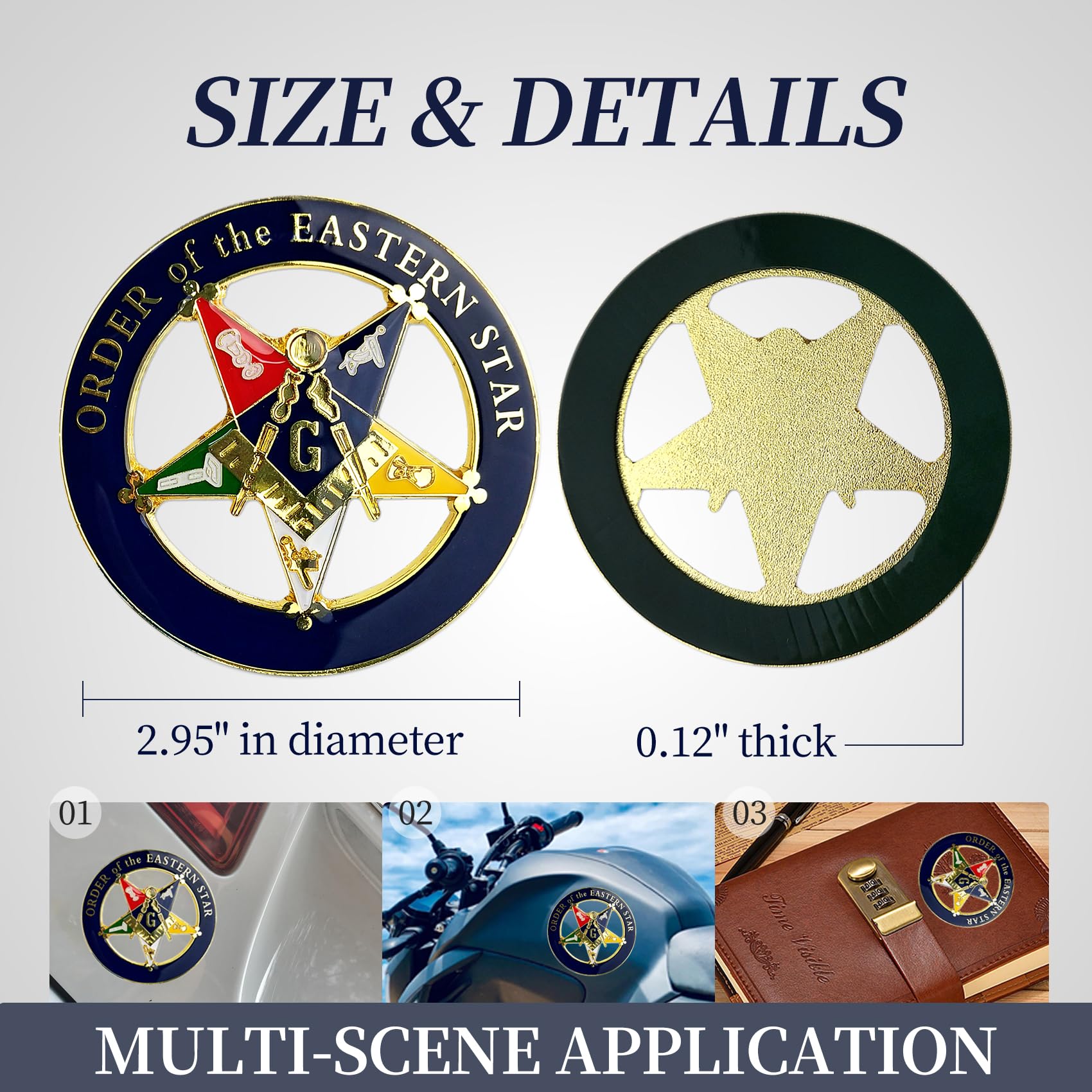 Snapklik.com : Order Of The Eastern Star Masonic Car Emblem Round Blue ...