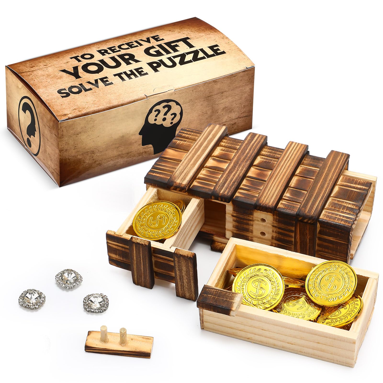 Amazon.com: Gejoy Secret Puzzle Box Cash Gift Box Wooden Puzzle Box for ...