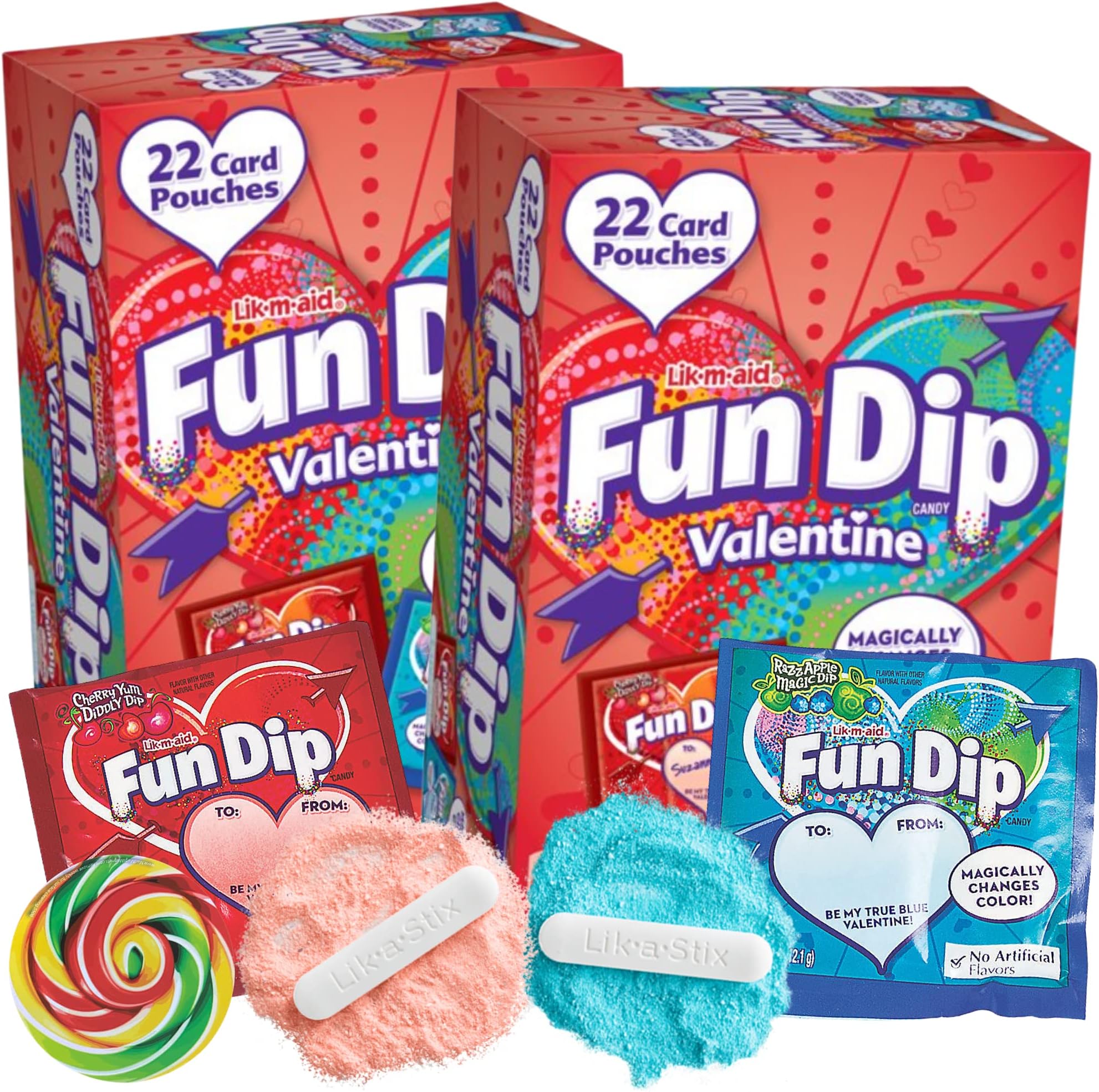 Amazon.com : FUN DIP Valentine's Day Exchange Candy & Card Kit 44 Count ...