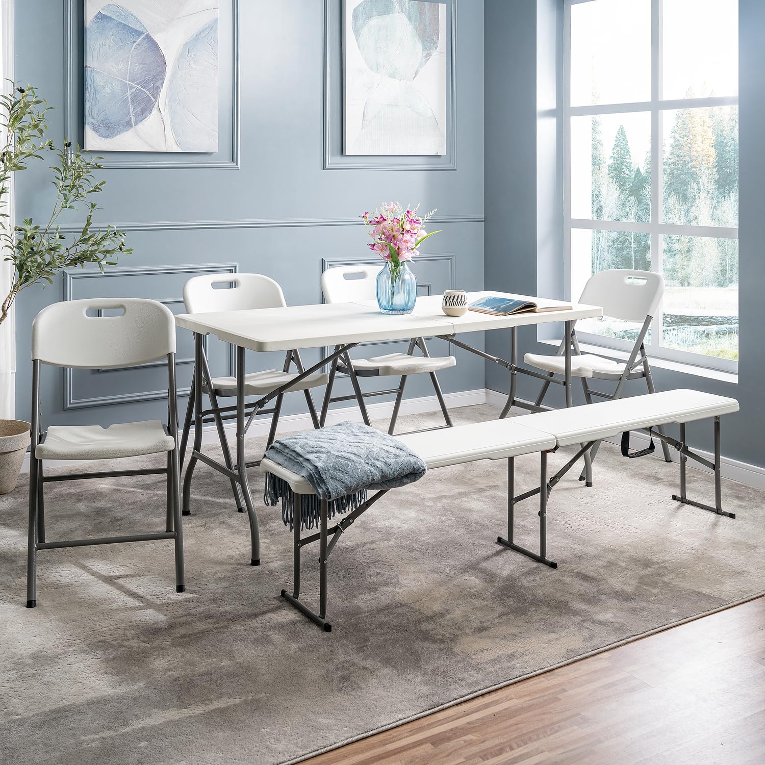 5 Foot Center Folding Table Cosco, 6ft. Fold In Half Portable Banquet