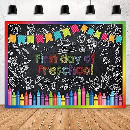 Amazon.com: MEHOFOND 7x5ft Kids First Day of Preschool Backdrop Welcome ...