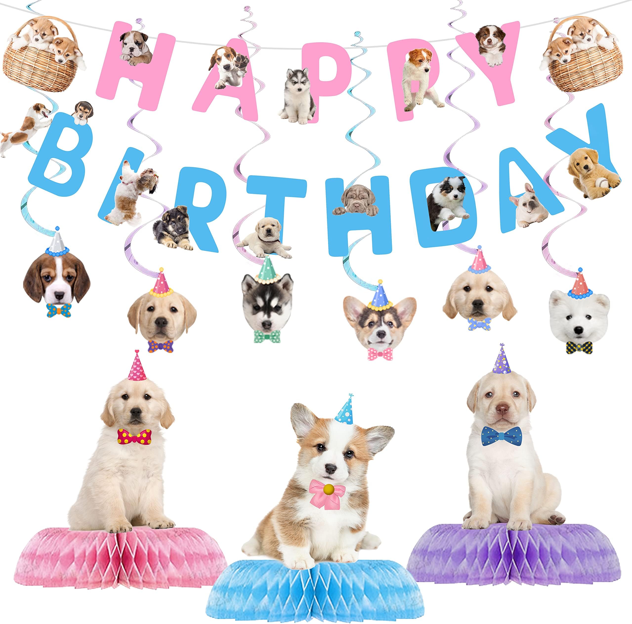 Amazon.com: 16 Pcs Dog Birthday Party Supplies, Dog Party Decorations ...