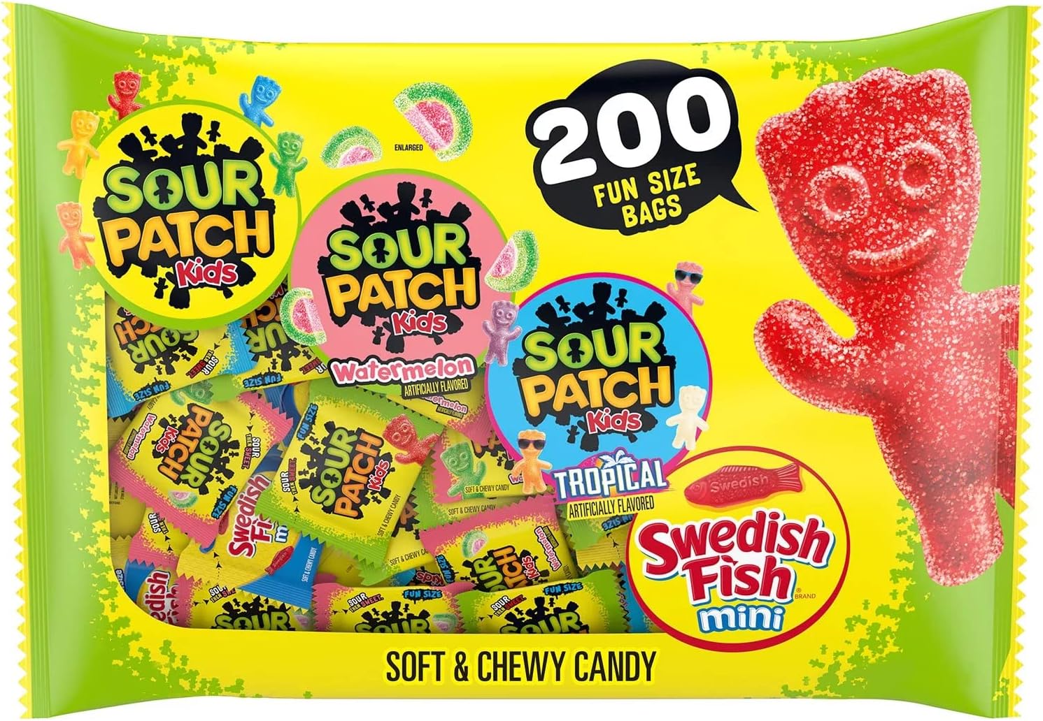 Amazon.com : Sour Patch Kids and Swedish Fish Mini Soft and Chewy Candy ...