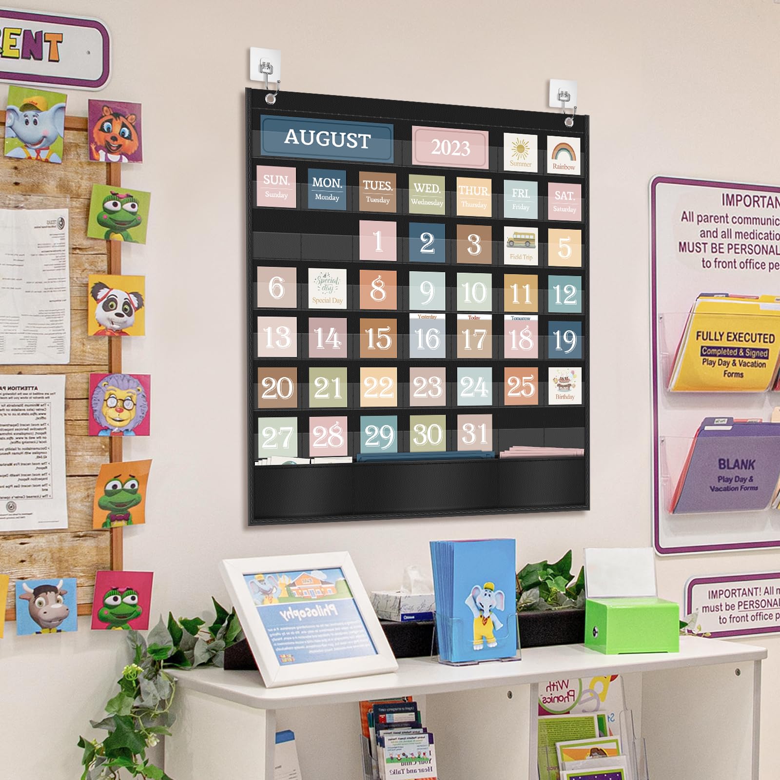 Snapklik.com : Godery Boho Calendar Pocket Chart For Classroom Cards ...