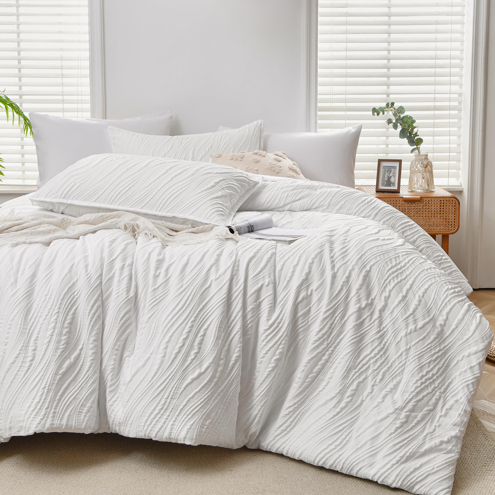 Amazon.com: Shatex Queen Comforter Set 7 Pieces, Water Ripple Bedding ...