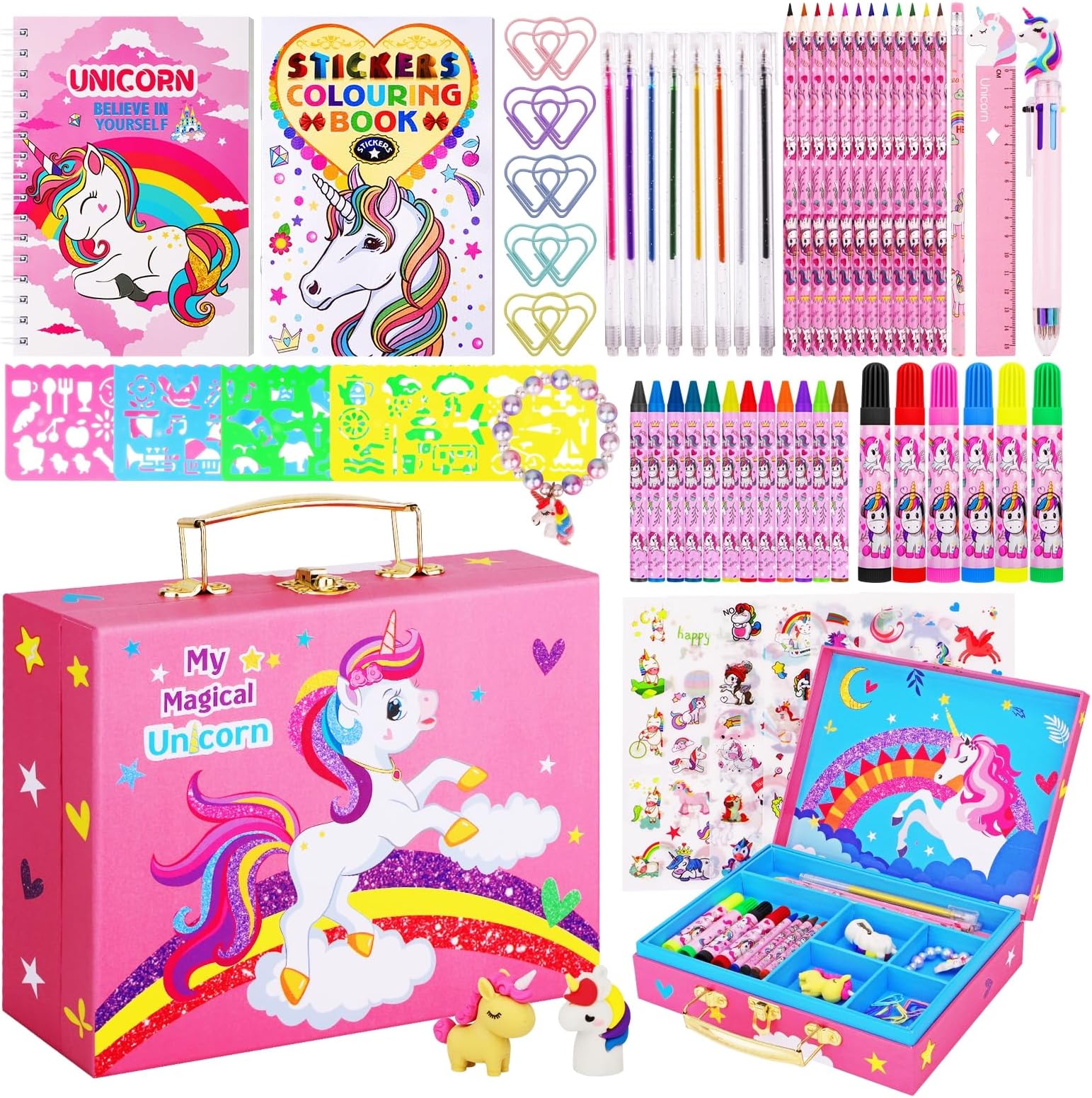 TCJJ 66 Pcs Kids Colouring Sets with Unicorn Storage Box, Arts and ...