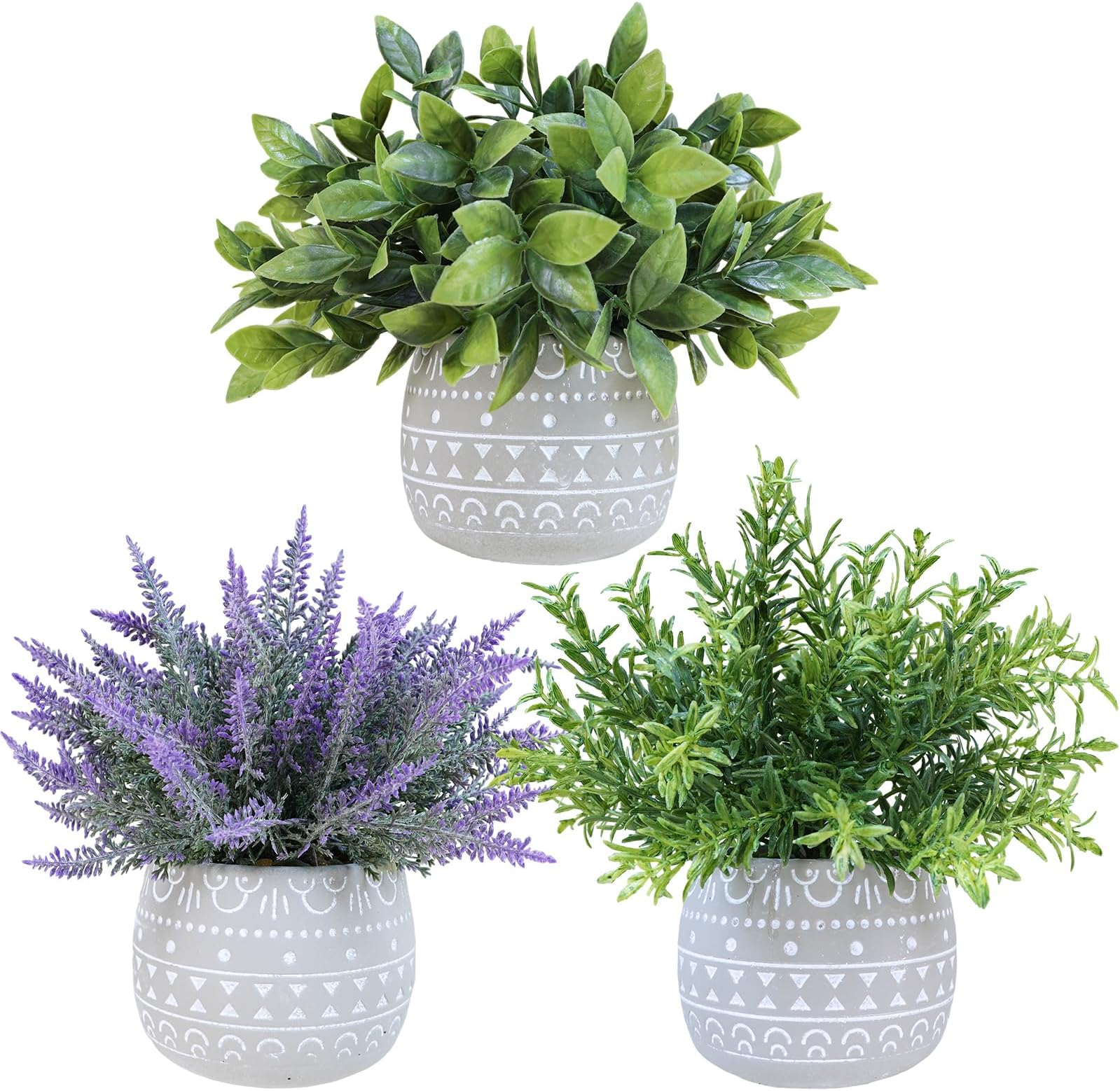 Amazon.com: Winlyn Faux Potted Plants Set of 3 – Artificial Lavender ...