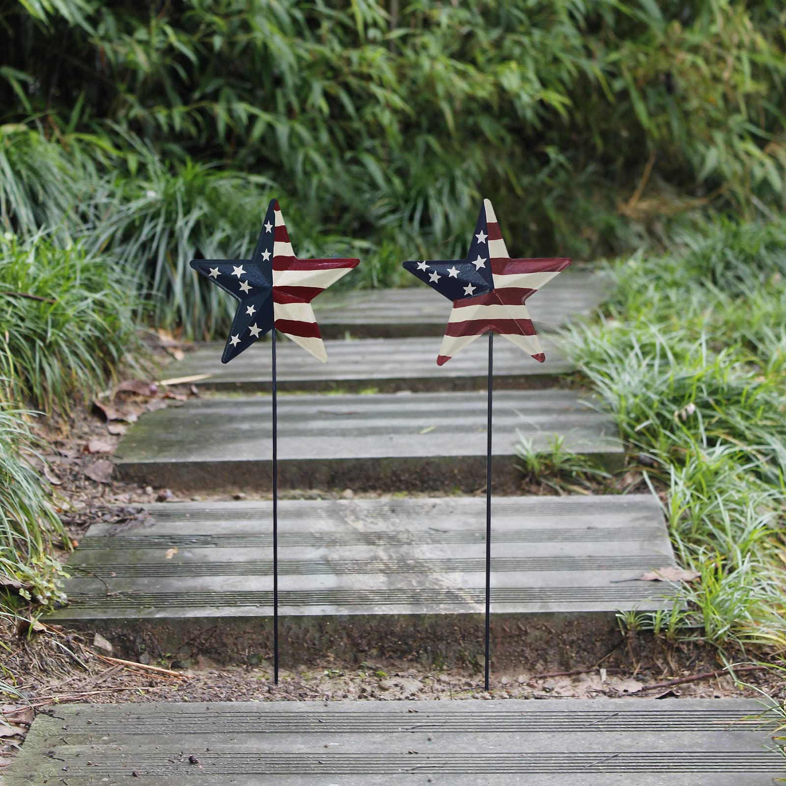 Outdoor American Flag Metal Star Glitzhome Metal Outdoor Garden Stake