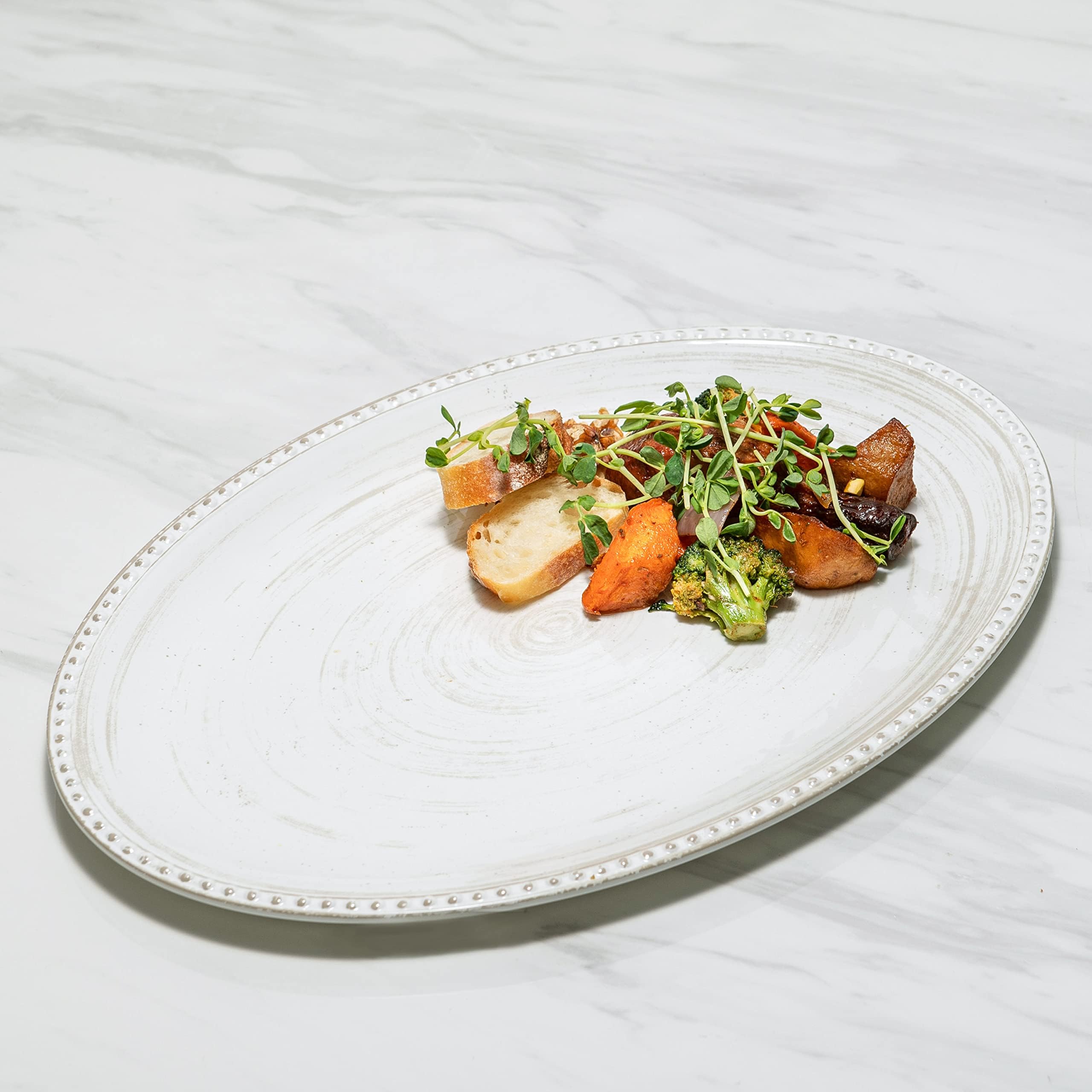 Amazon.com | Merritt Beaded Pearl 14-inch Melamine Serving Platter ...