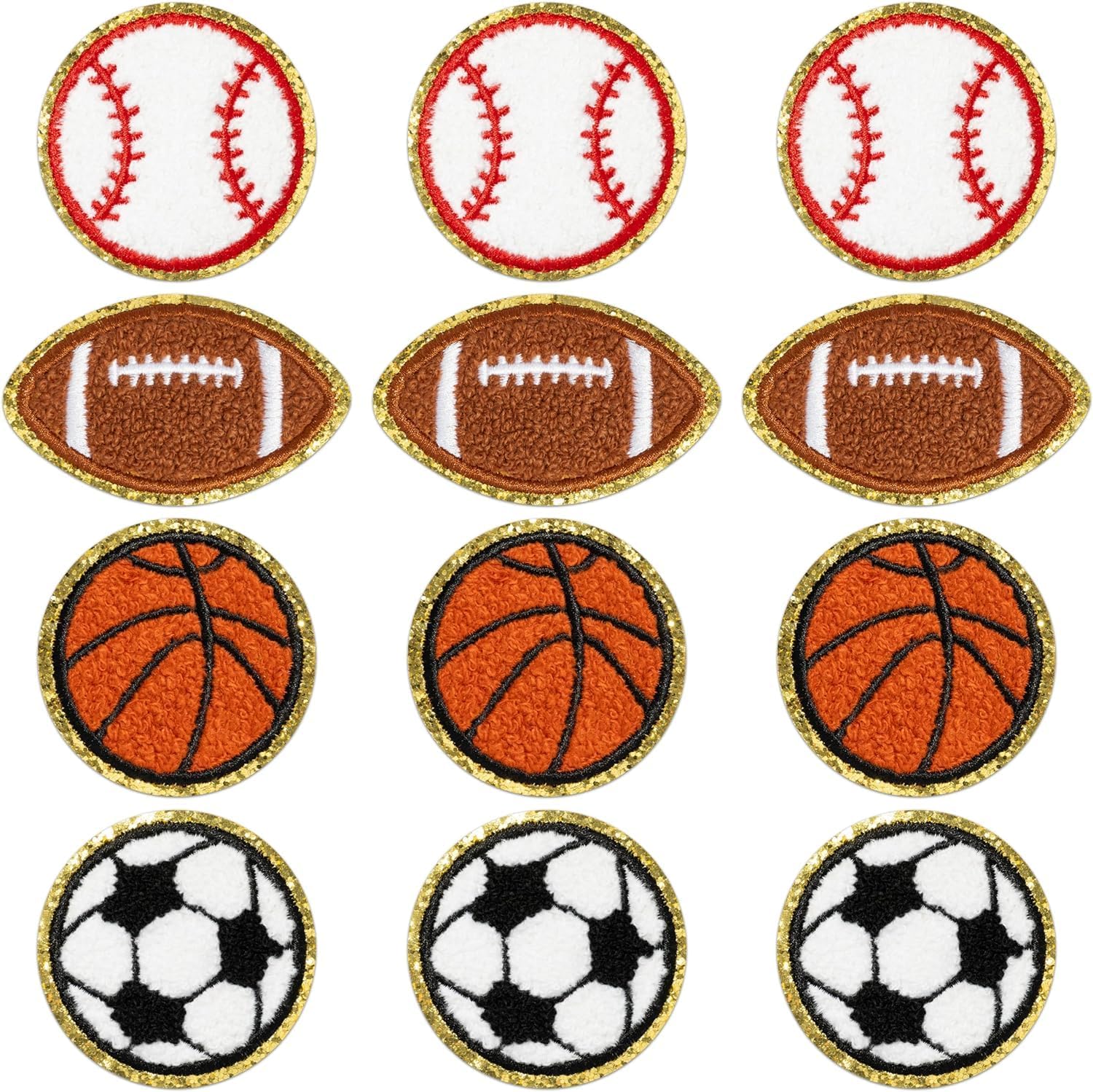 Amazon.com: Ball Chenille Patches Iron on, 12Pcs Kids Football Baseball ...