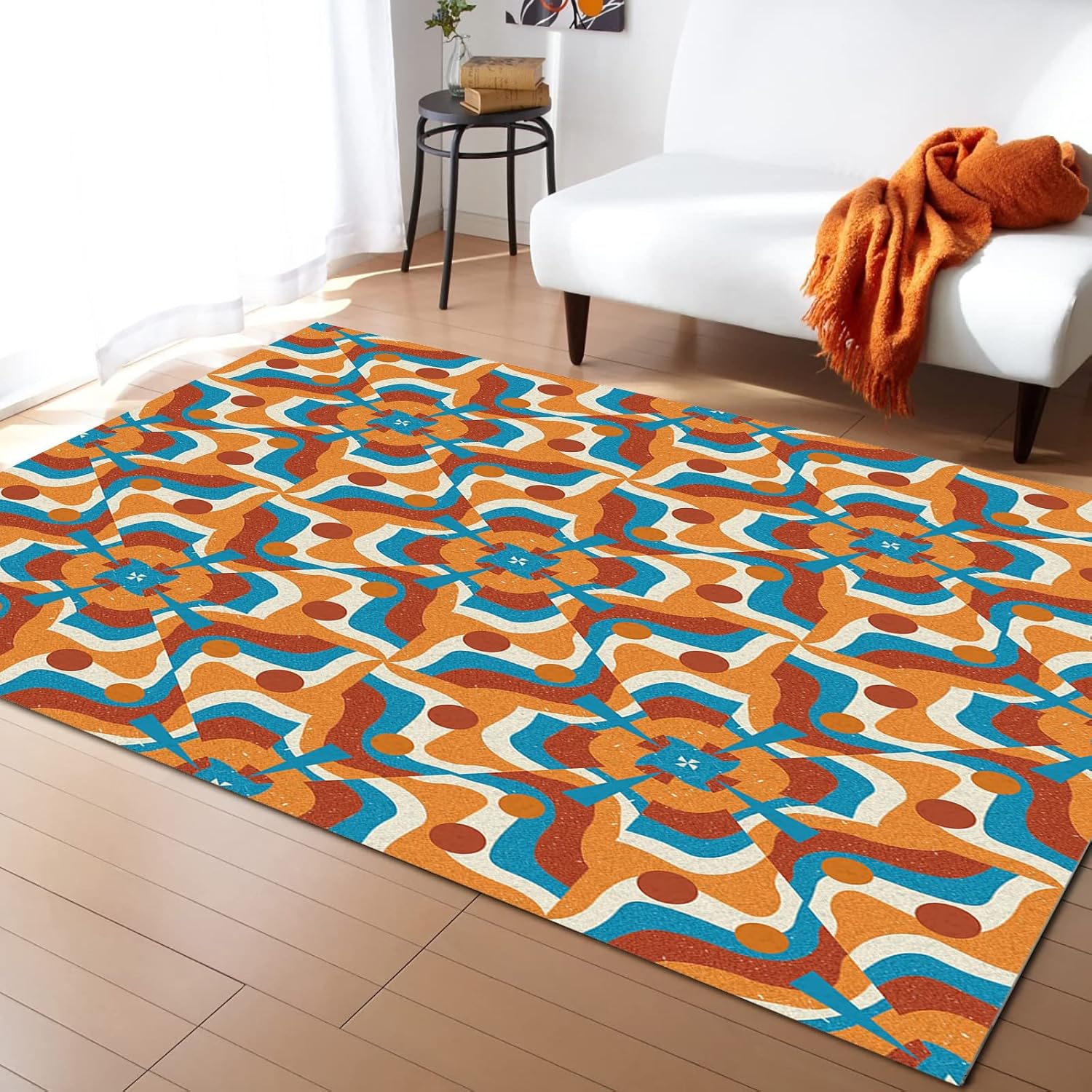 Amazon.com: Abstract Geometric Area Rug for Living Room, Rectangular ...