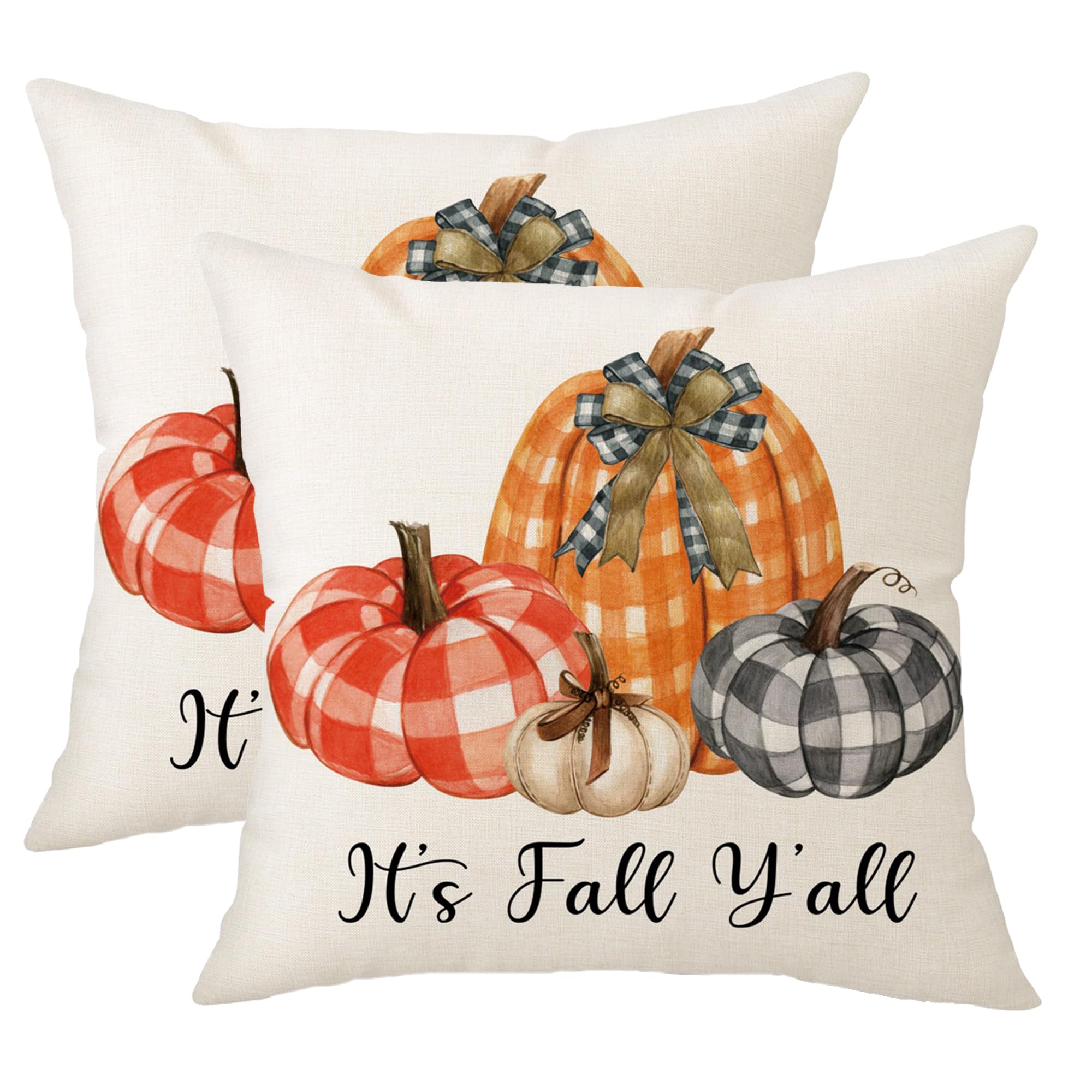 Amazon.com: Aitukang Fall Pillow Covers 18x18,Watercolor Buffalo Plaid ...