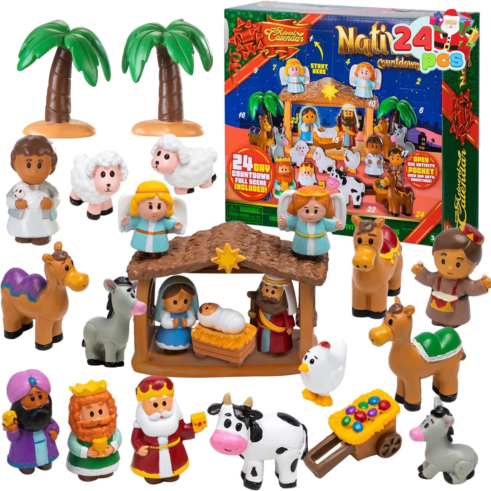 Amazon.com: JOYIN 2025 Christmas Advent Calendar Nativity Figurine Set ...