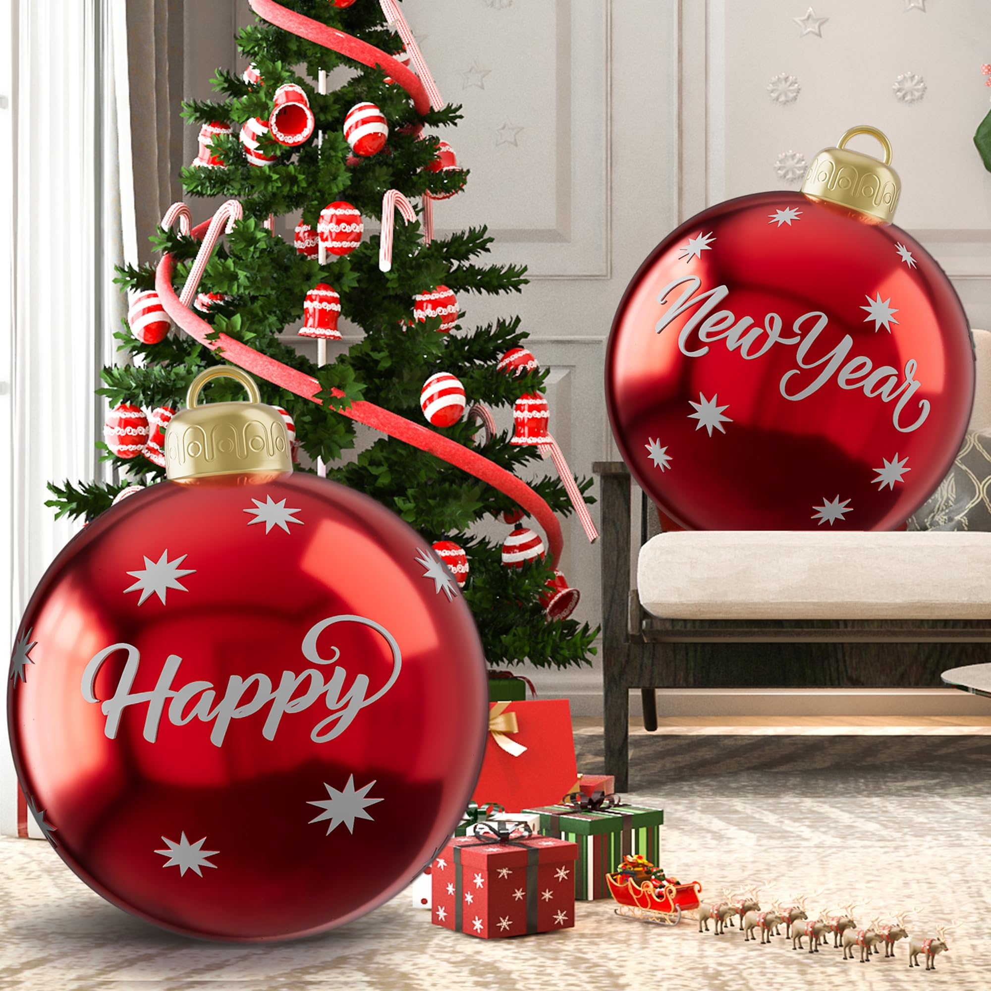 Amazon.com: 2 Pcs Outdoor Holiball The Inflatable Ornament 24 Inch ...