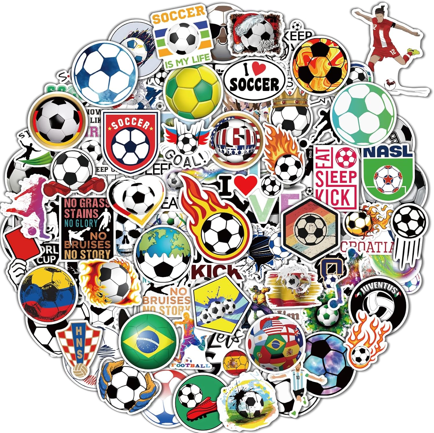 Amazon.com: pcnearty 100 Pcs Sport Stickers for Kids, Soccer Water ...