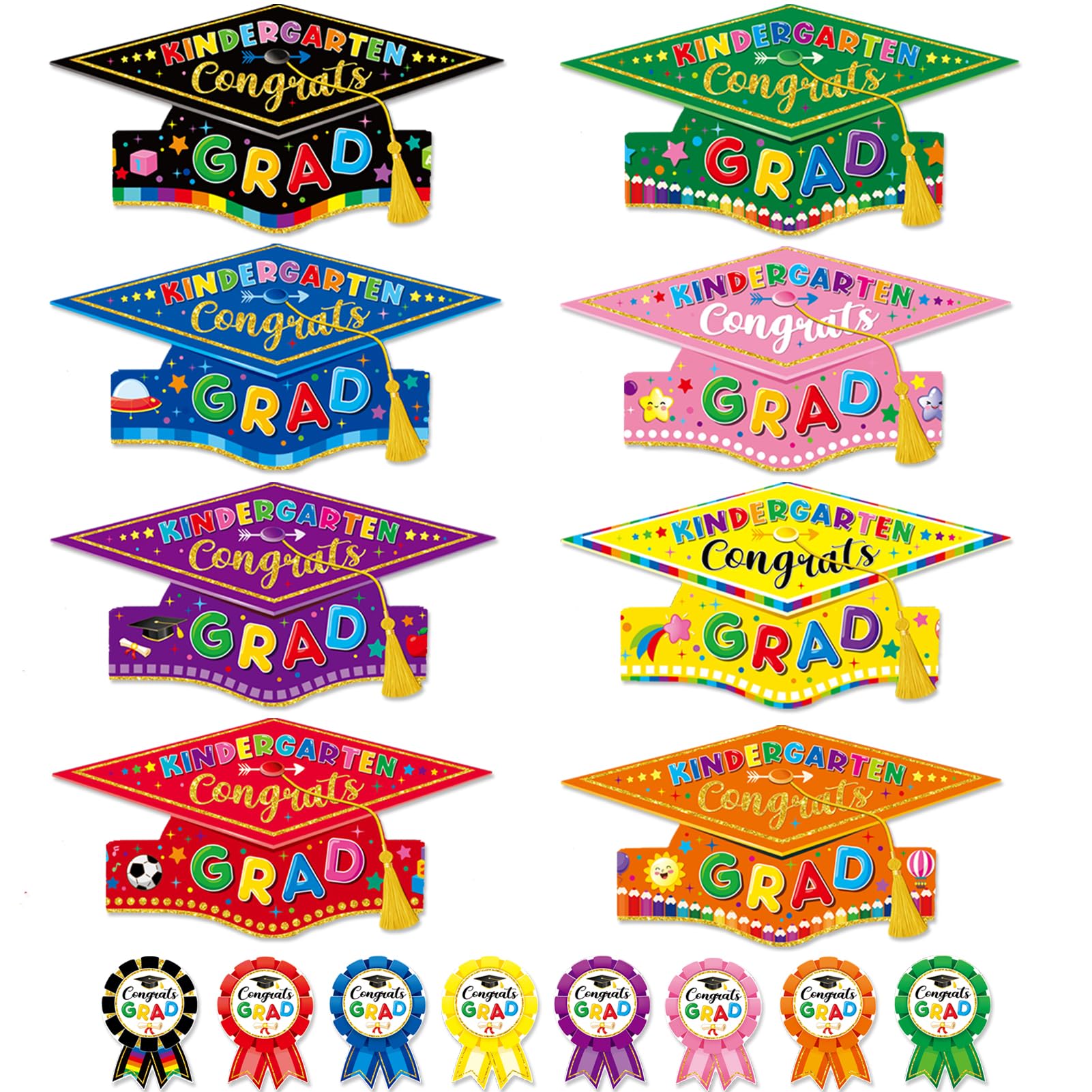 Amazon.com: Generic 64 Pieces Paper Graduation Caps Preschool ...