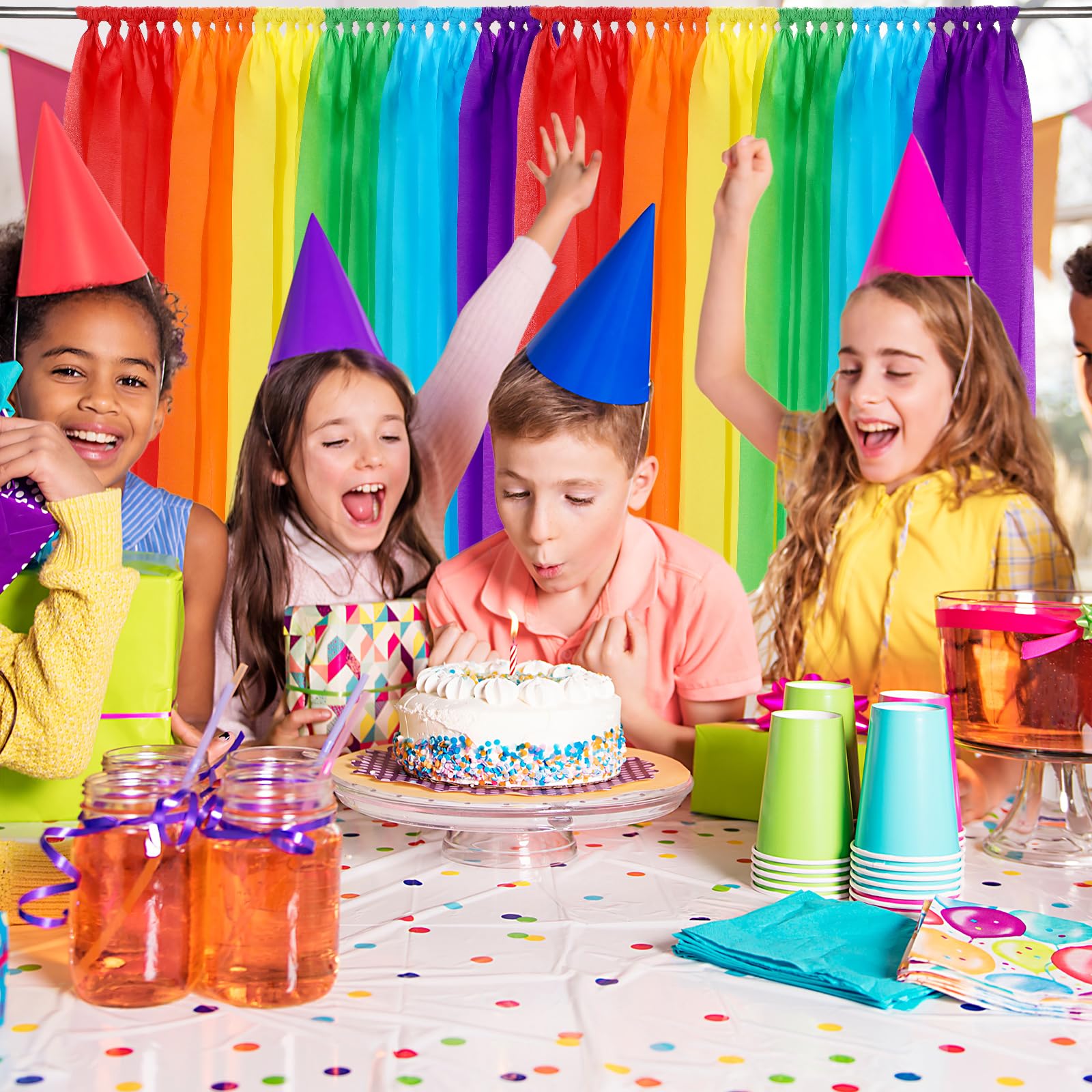 Snapklik.com : 36 Rollls Valentines Day Rainbow Crepe Paper Streamers ...
