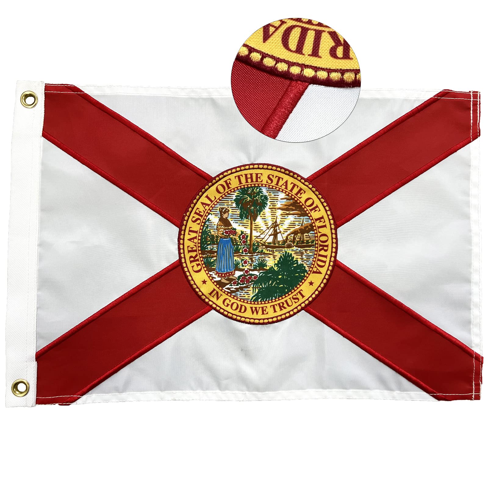 Amazon.com : FRF FLAG Florida Flag 12x18 Inch, Embroidered Florida ...