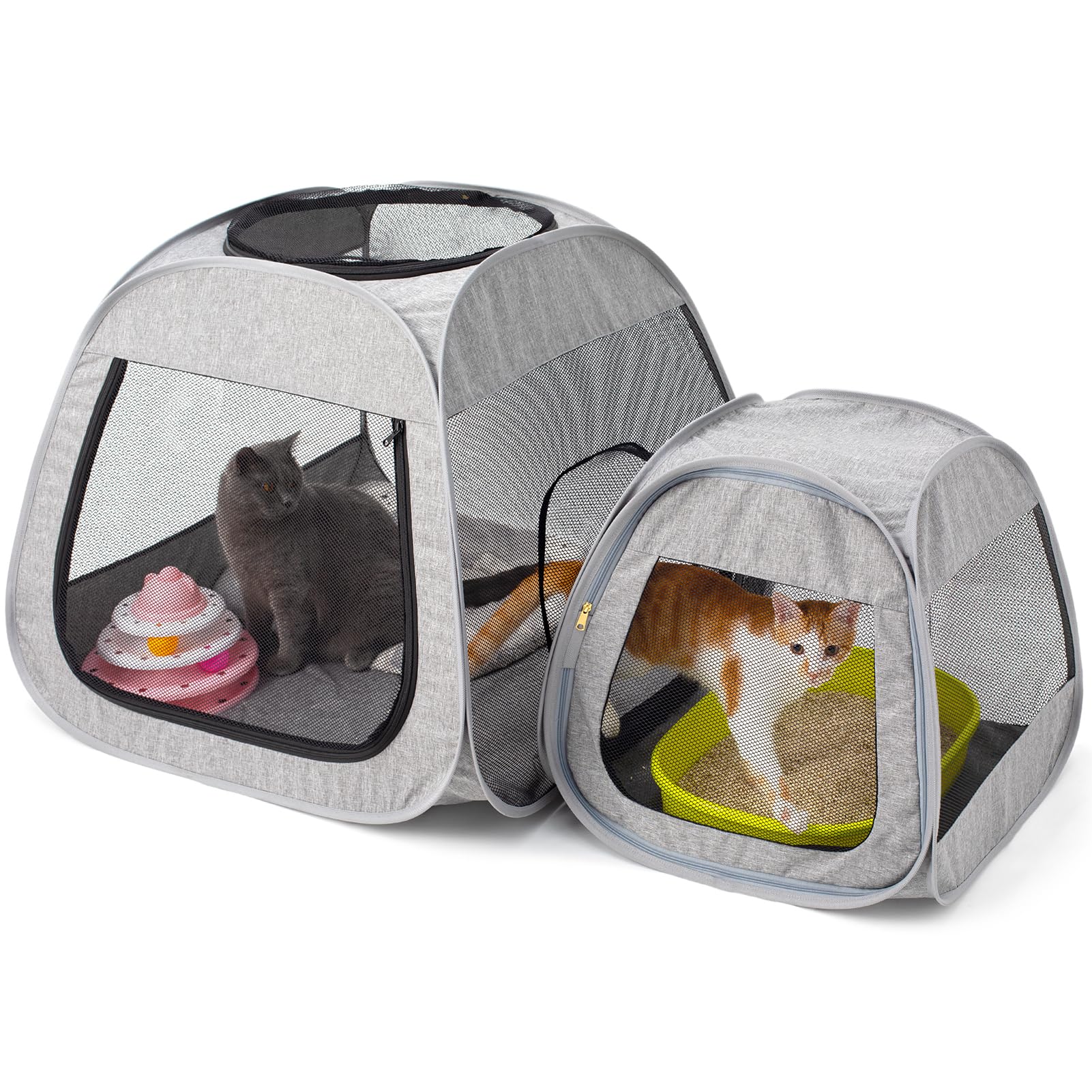 Portable Cat Playpen, Trapezoidal Design for Better Standing, Foldable ...