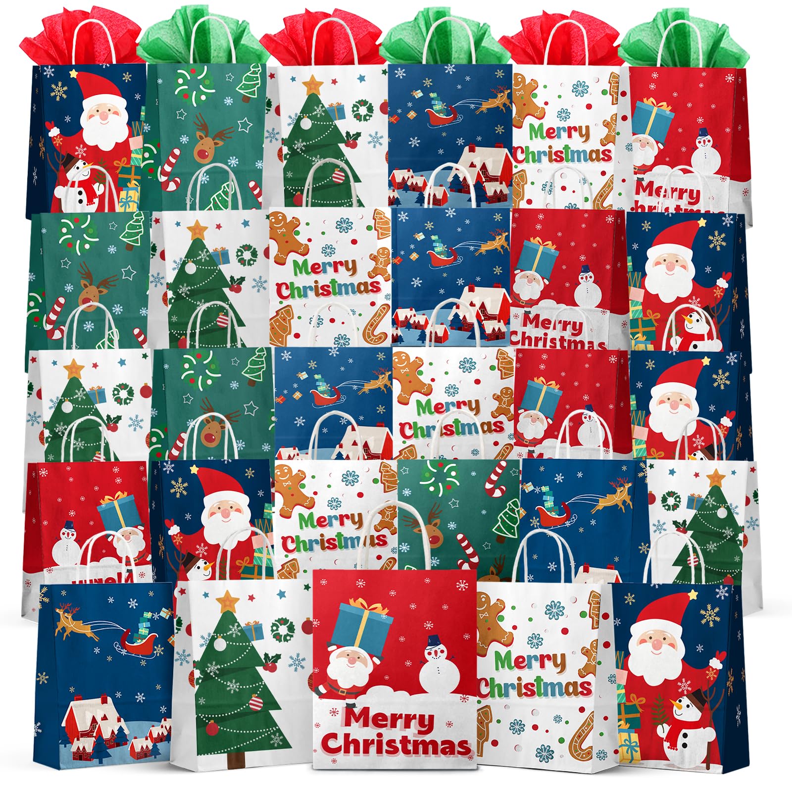 Amazon.com: Kidtion Christmas Gift Bags 30 PCS, 7.5"x9"x3.5" Durable ...