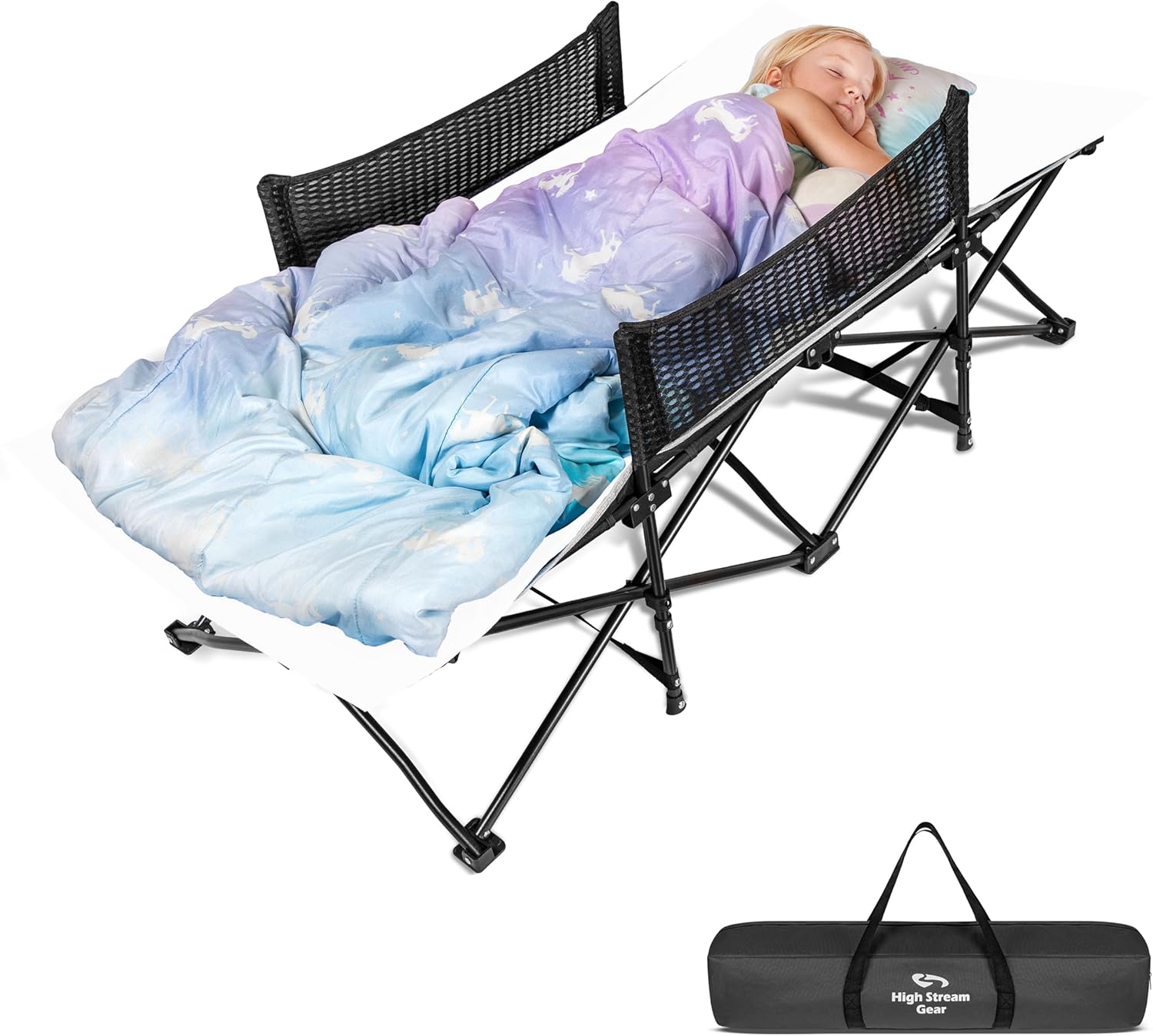 Amazon.com: High Stream Gear Toddler Cot Bed: Kids Travel Camping Bed ...