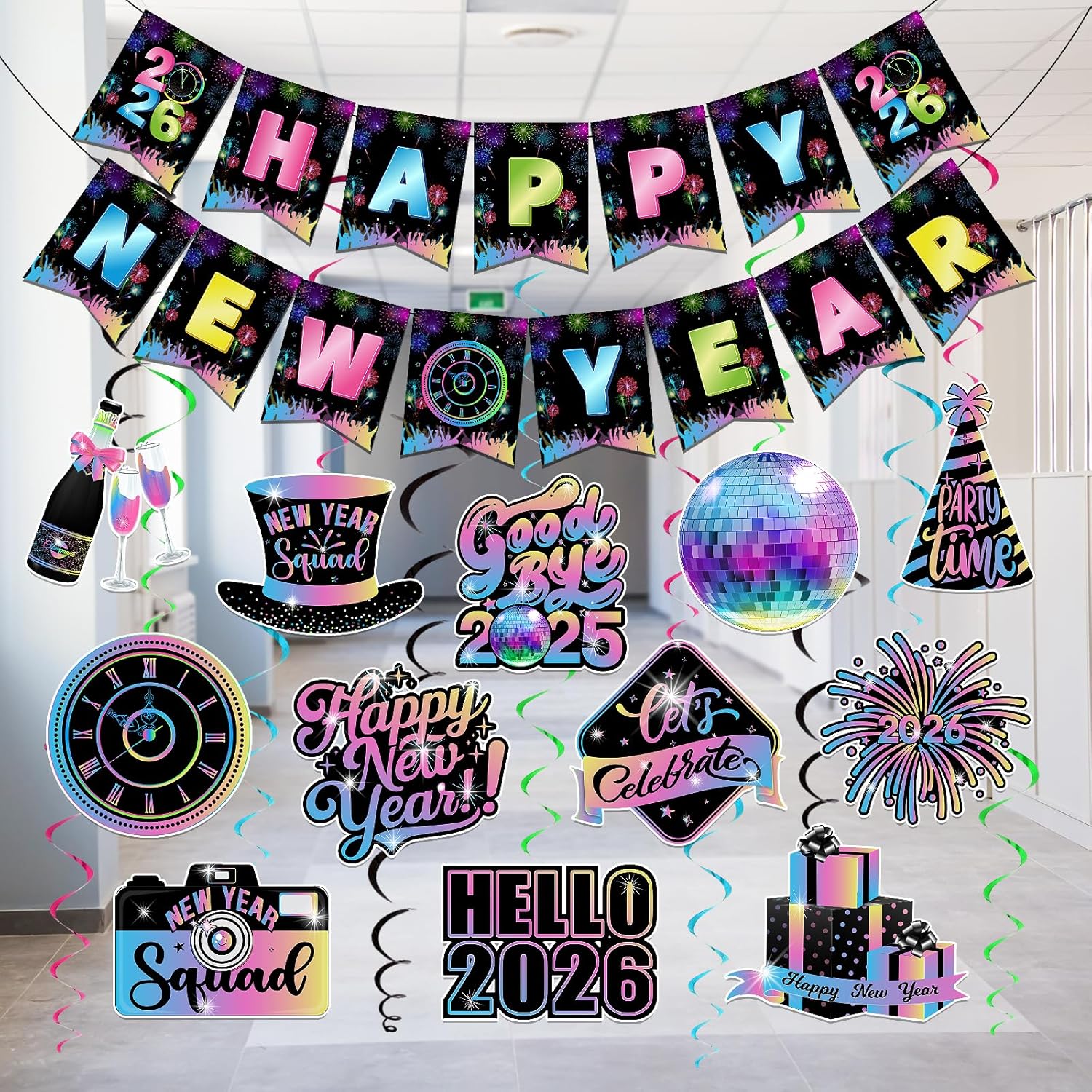 Amazon.com: New Year Hanging Swirls,2026 New Years Eve Ceiling ...
