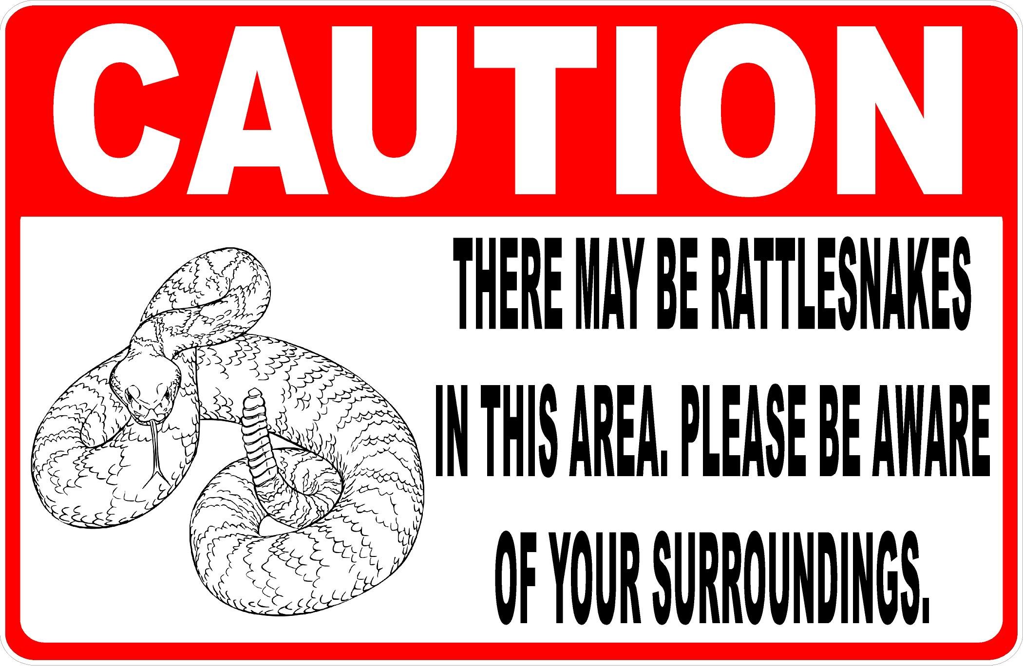 Amazon.com: Caution There May Be Rattlesnakes in Area Sign. 9x12 Metal ...