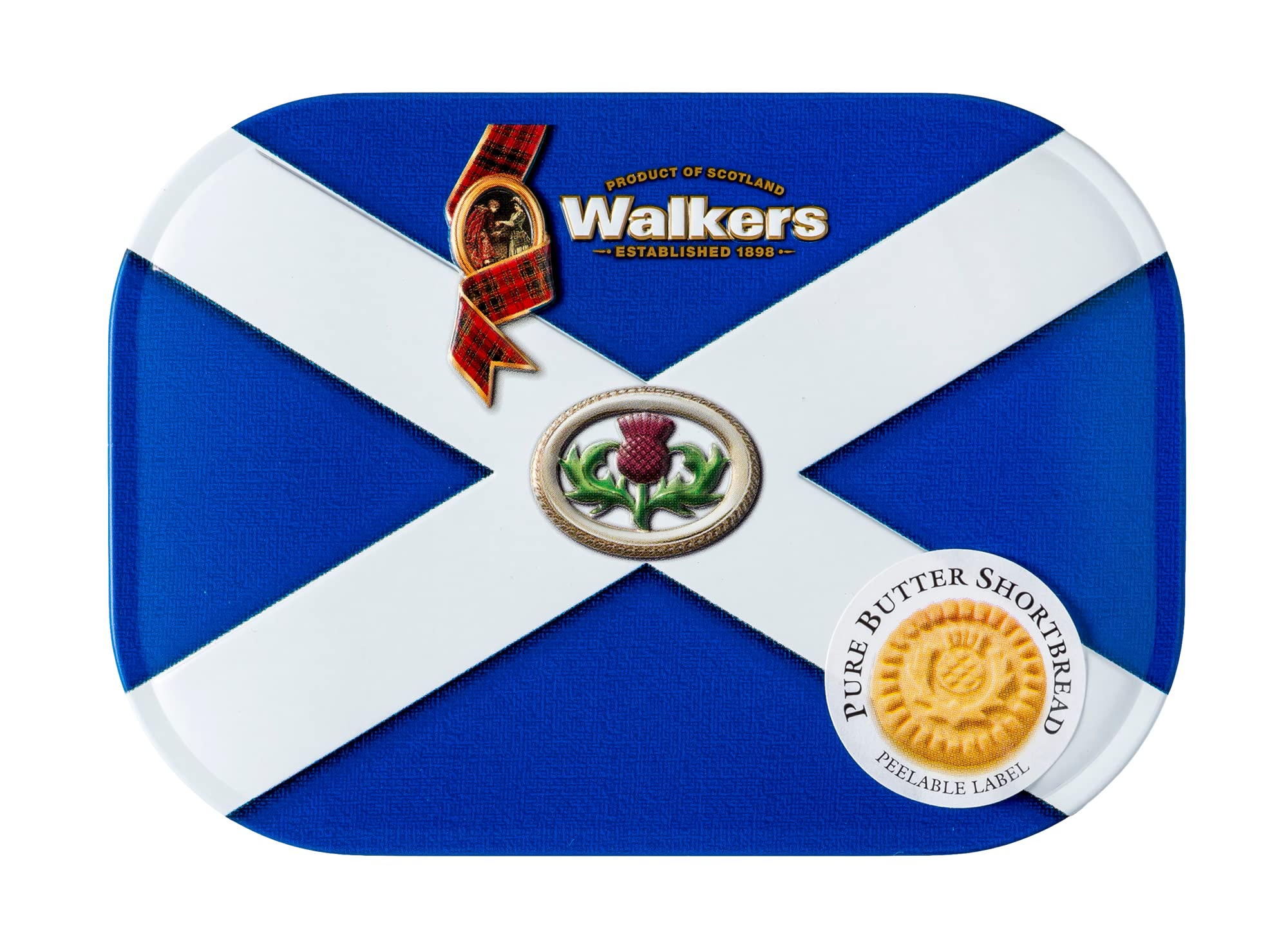 Walkers Shortbread Thistle Rounds Shortbread Saltire Keepsake Tin, 136g ...