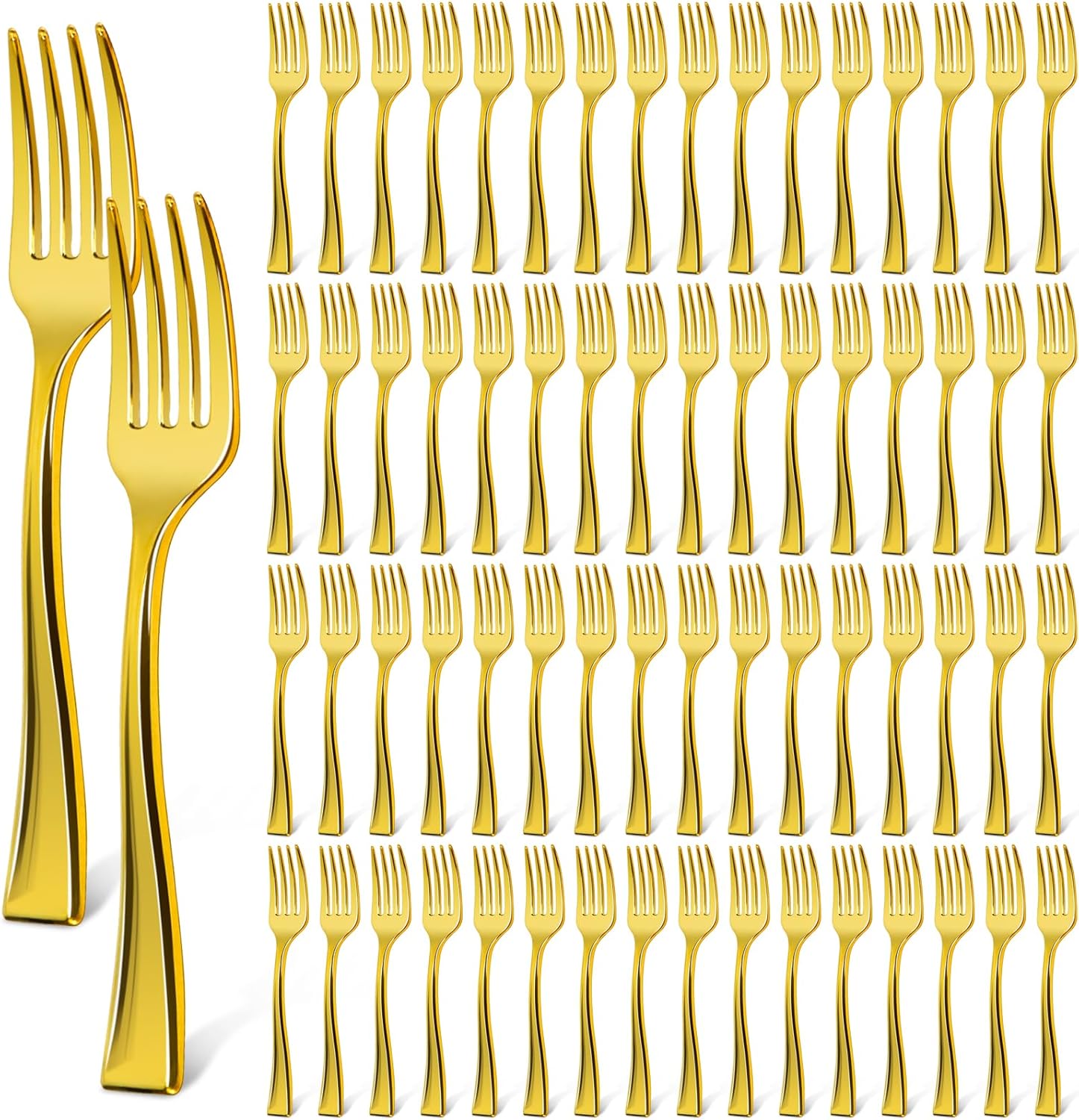 Amazon.com: CZWESTC 80 Count Mini Plastic Gold Forks, BPA-Free, Heat ...