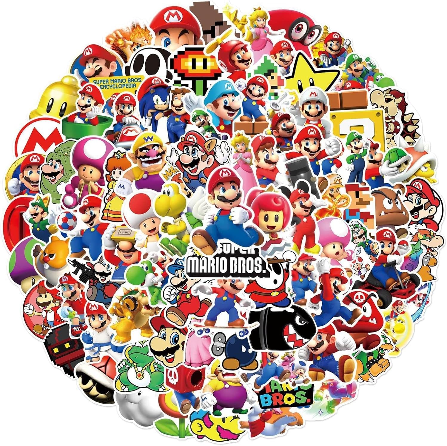 Amazon.com: 100PCS Cartoon Mario Stickers for Kids and Teen, Cool ...