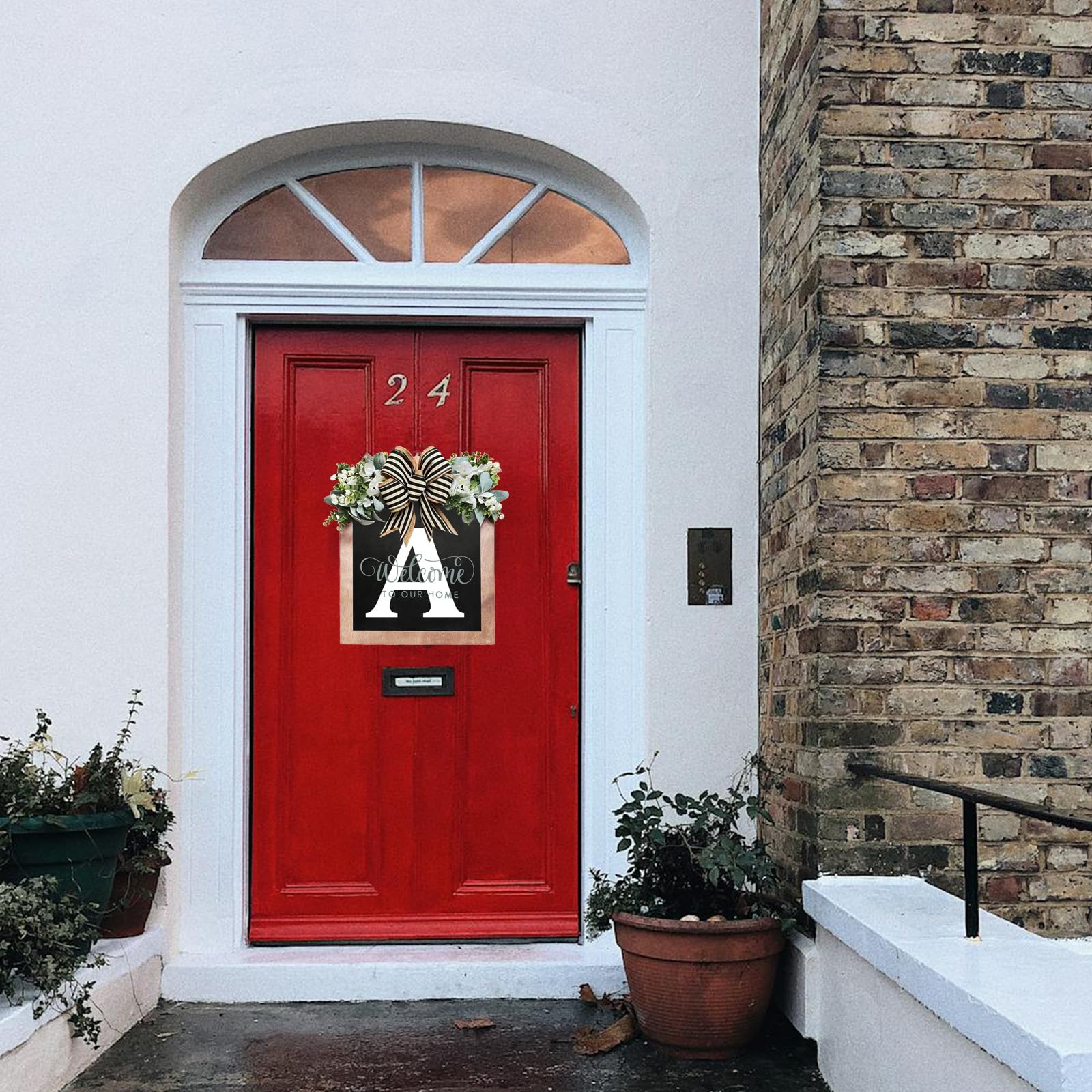 Snapklik.com : Last Name Front Porch Decor, Welcome Sign Door Wreath ...