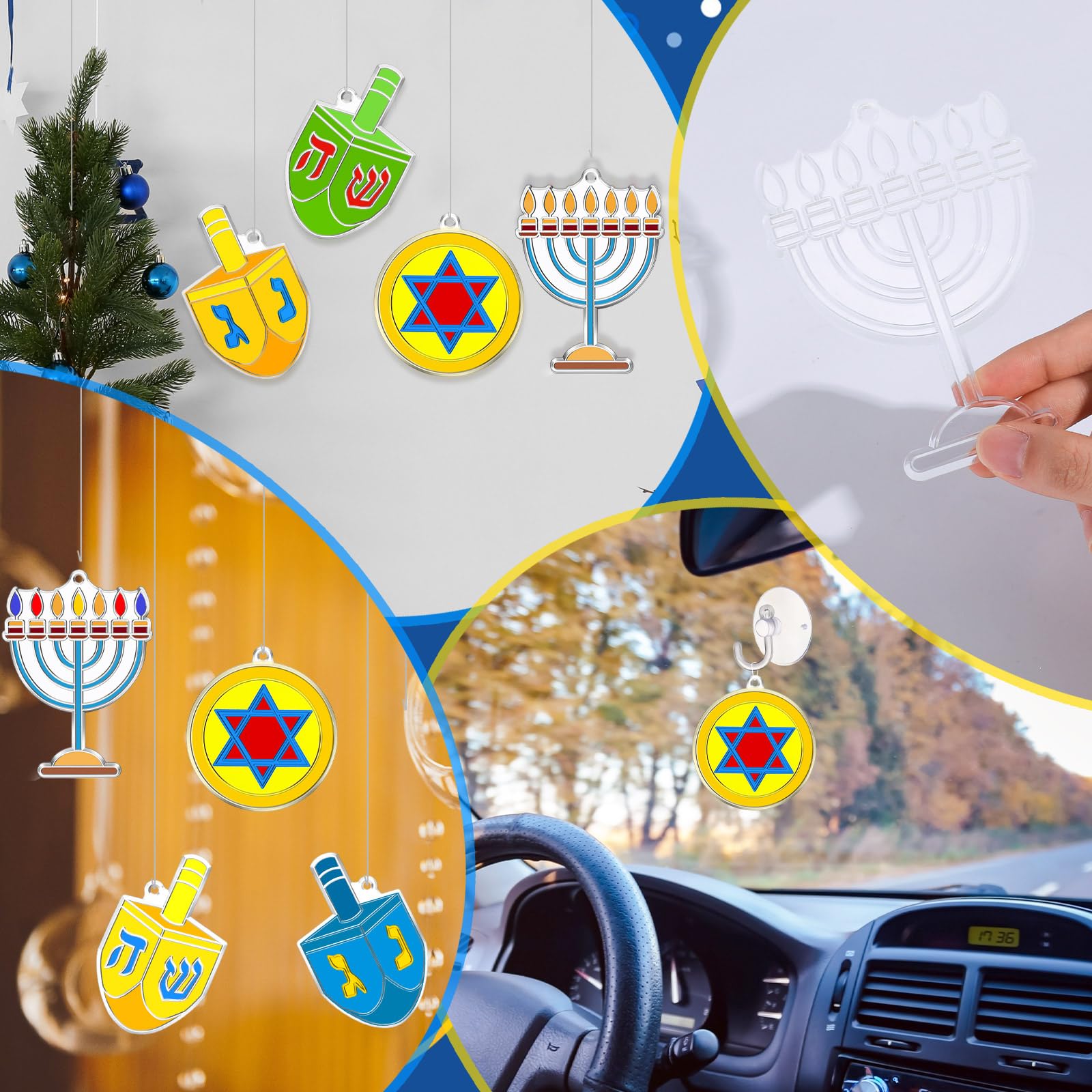 Snapklik.com : Tioncy 24 Sets Hanukkah Suncatchers Ornaments ...