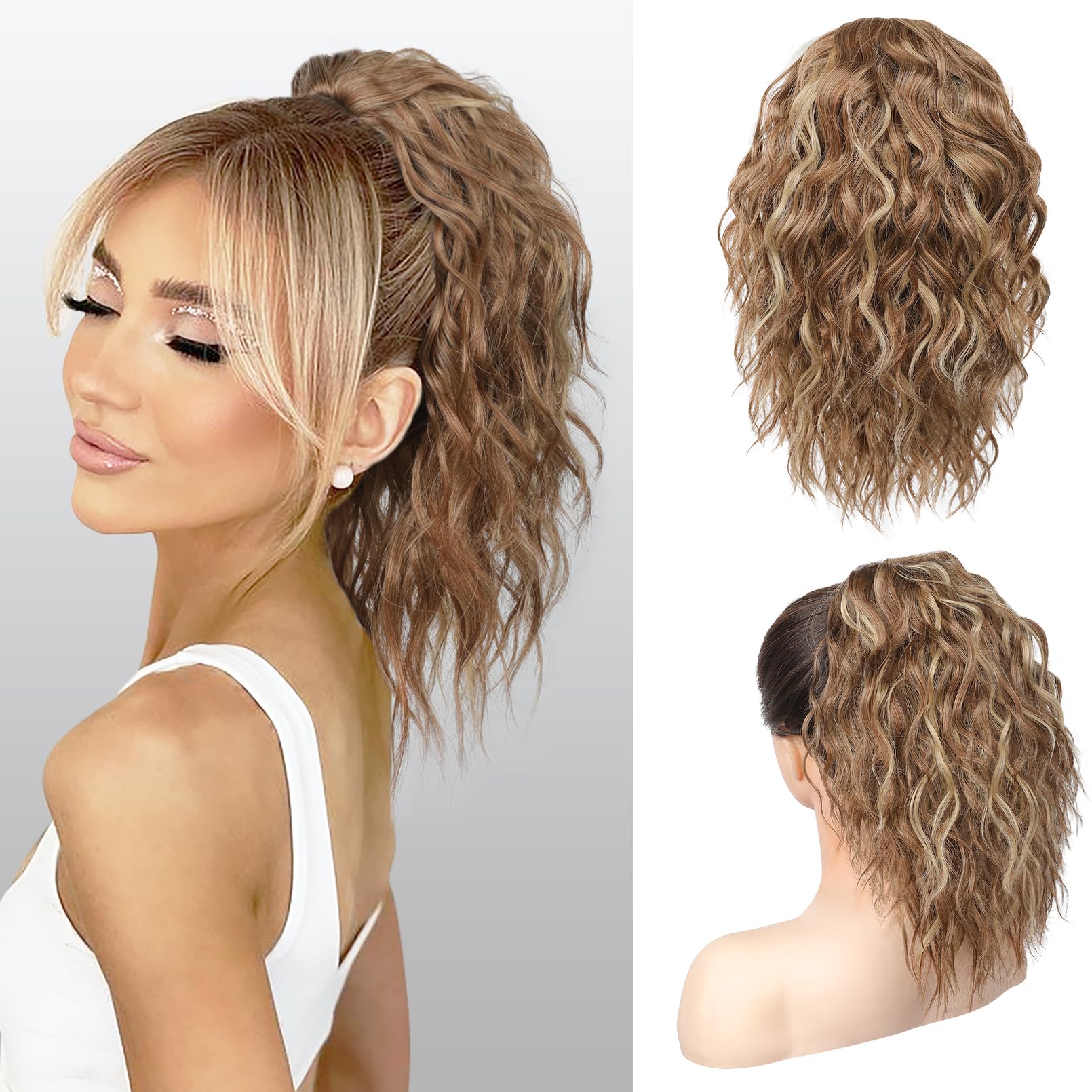Amazon.com : SEIKEA Ponytail Extension, 14" Short Wavy Drawstring ...