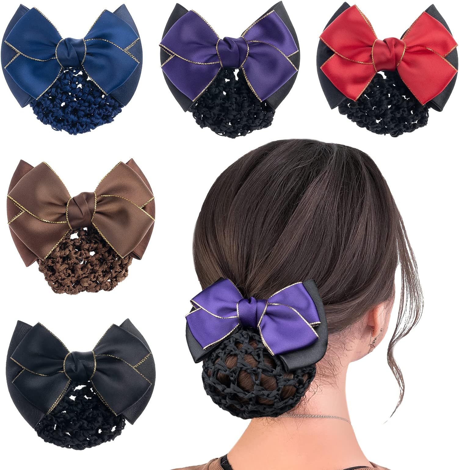 Amazon.com : 4 Pieces Hair Barrette Hair Clips with Snood Hair Snood ...