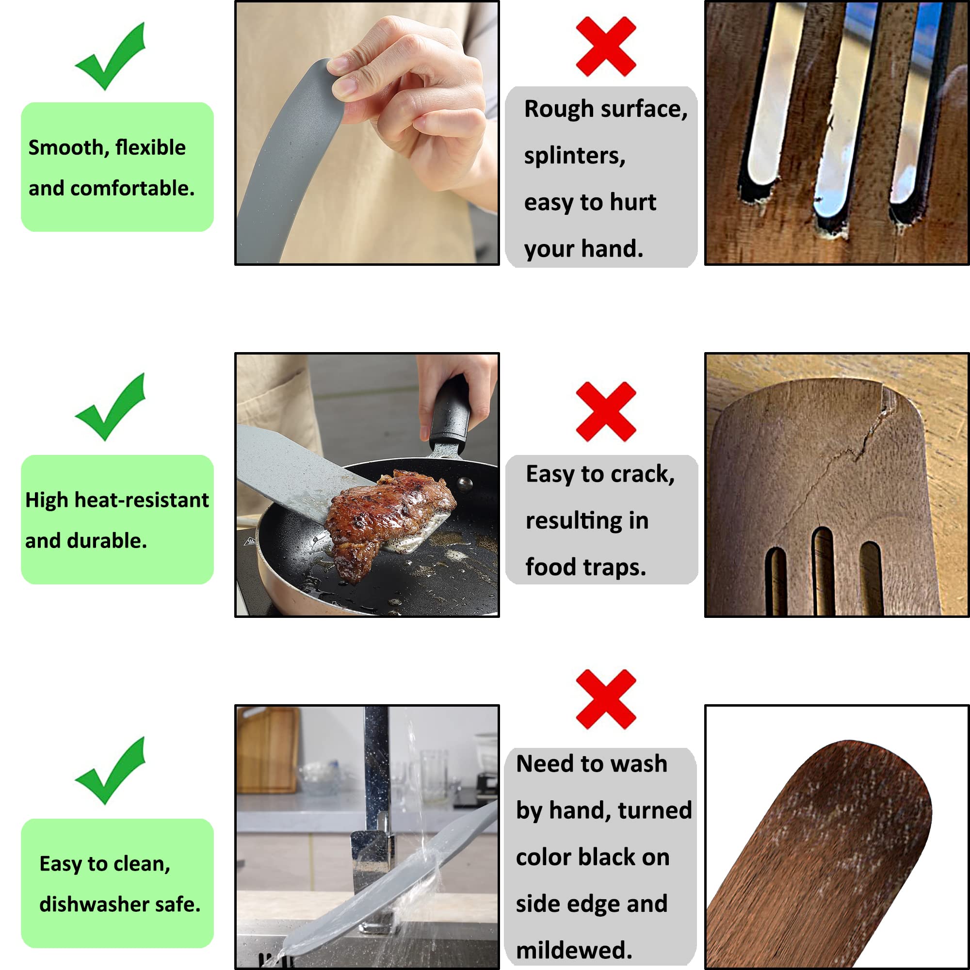 Snapklik.com : To Encounter Silicone Spurtles Set, 3 Piece Nonstick ...