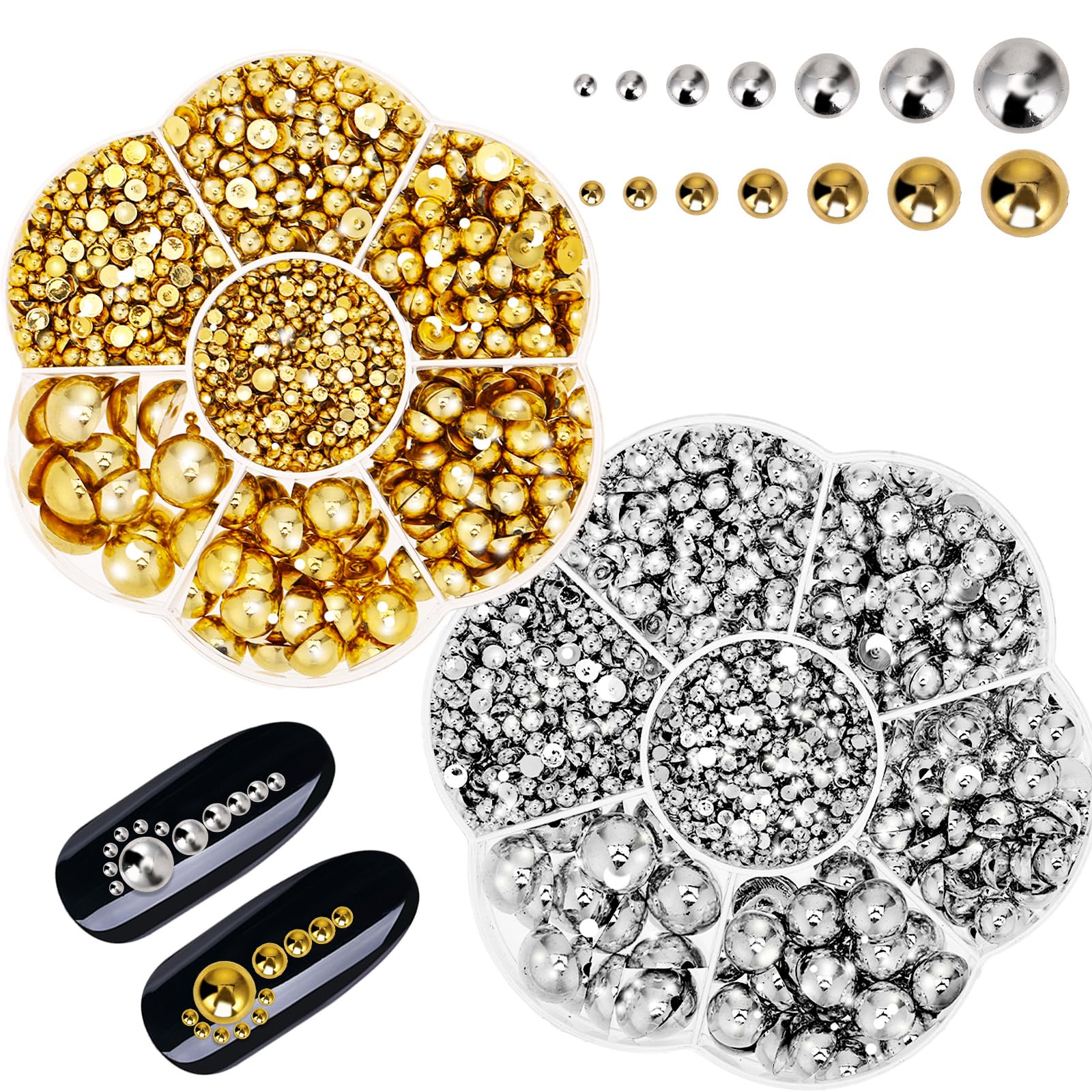 Amazon.com: 5300 Pcs Flatback Pearls for Crafting Gold Silver Half ...