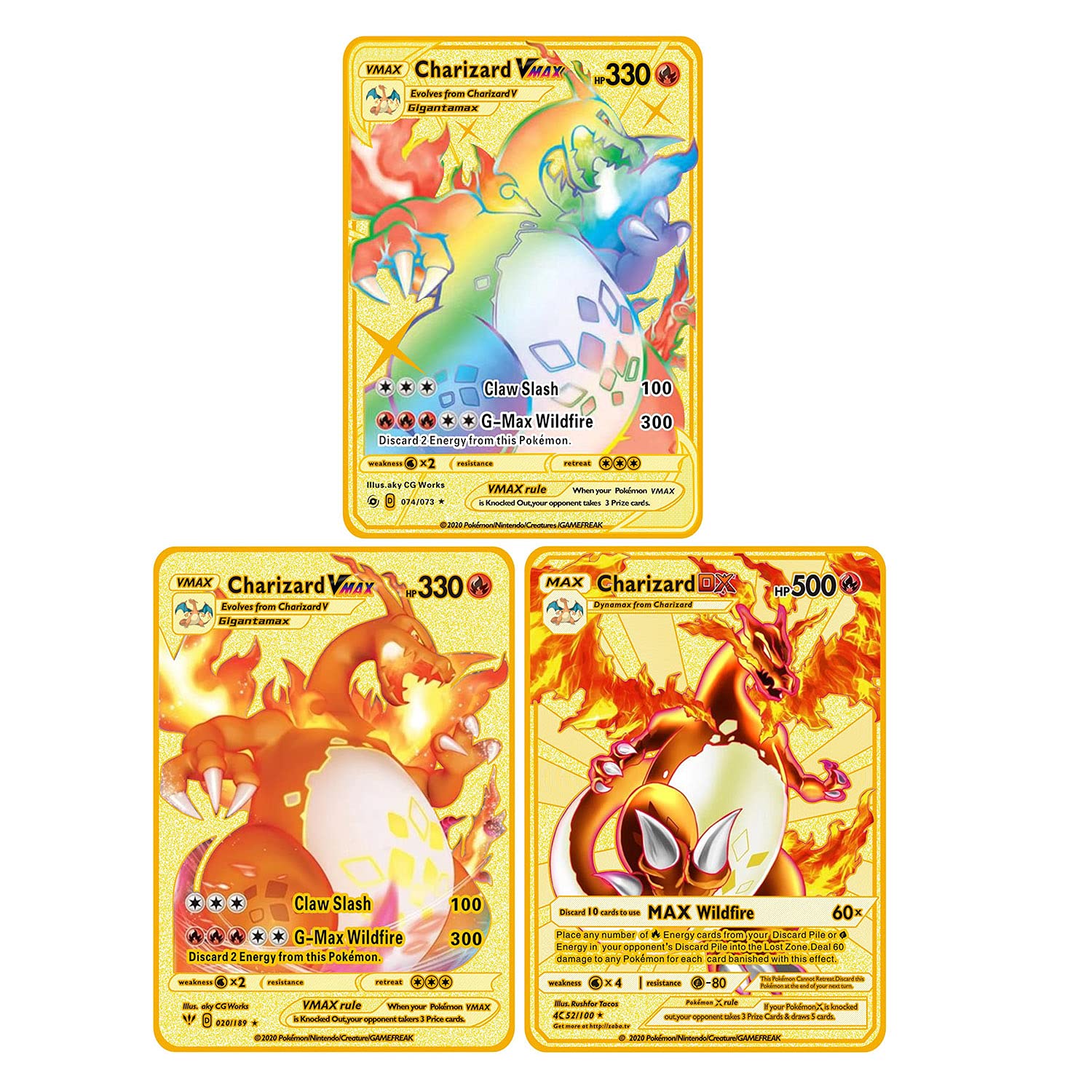 Buy 3PCS Ultra Rare Metal Gold Plated Card, Charizard Gold Custom Metal ...