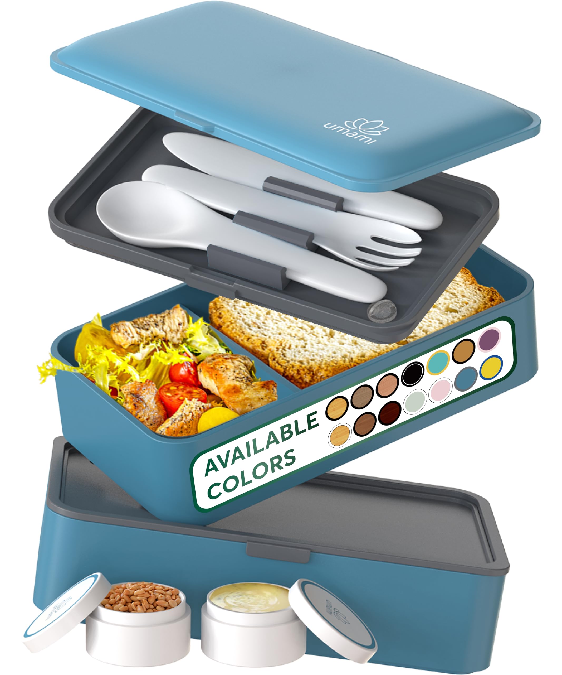 Umami Bento Box Adult All-In-1, 4 Utensils, 100% Leakproof, Dishwasher ...