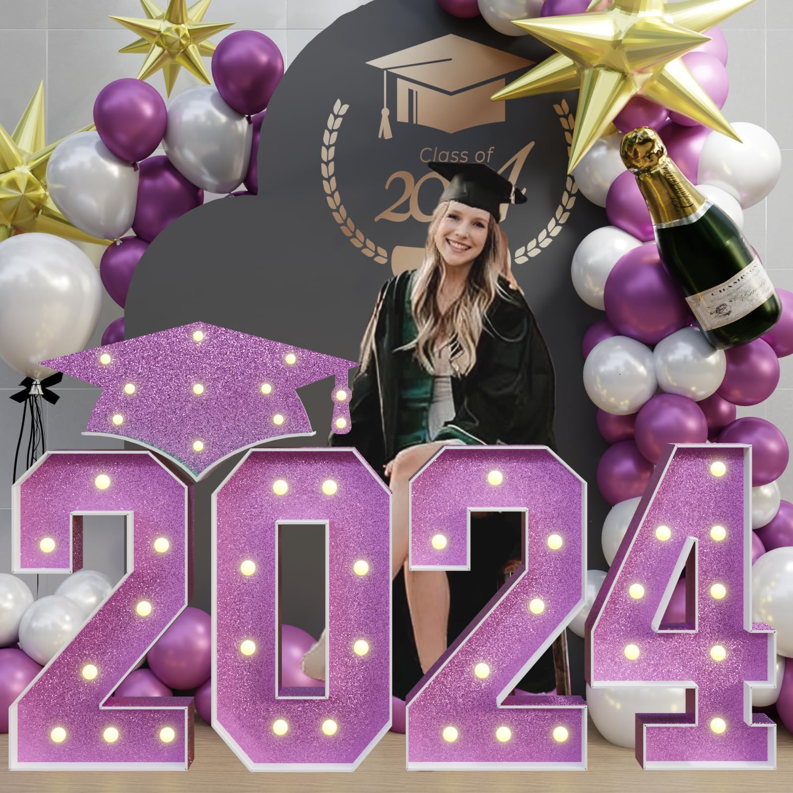 Amazon.com: Graduation Decorations 2024 Pink Numbers: 2.3FT Graduation ...